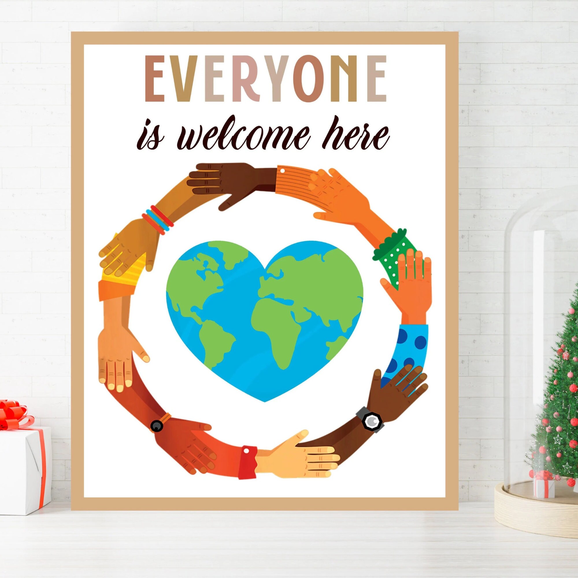 Everyone is Welcome Here | Heart Earth Sign | Equality Poster ...