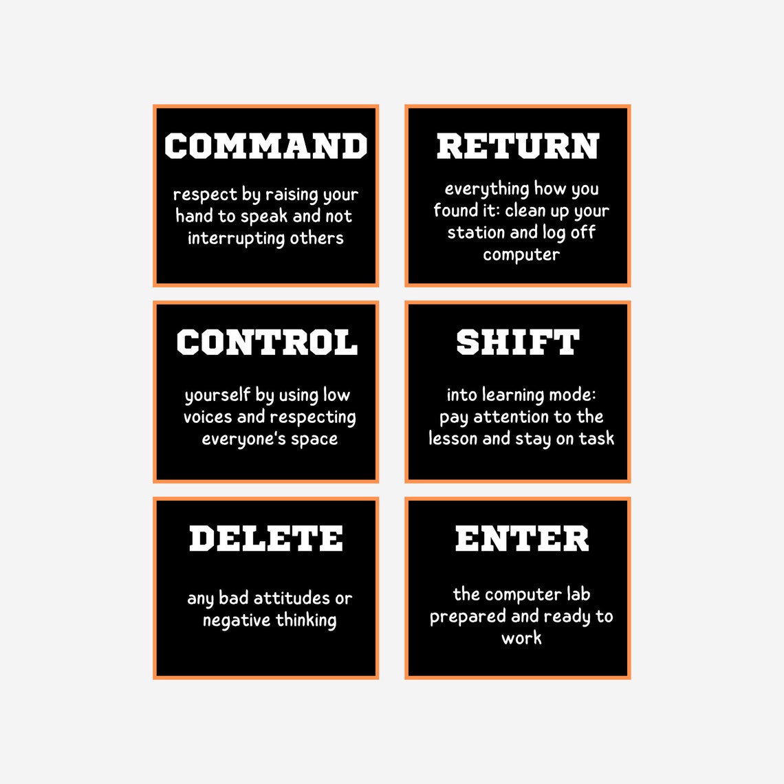 Computer Lab Poster Set of 6, Classroom Decor, INSTANT DOWNLOAD ...