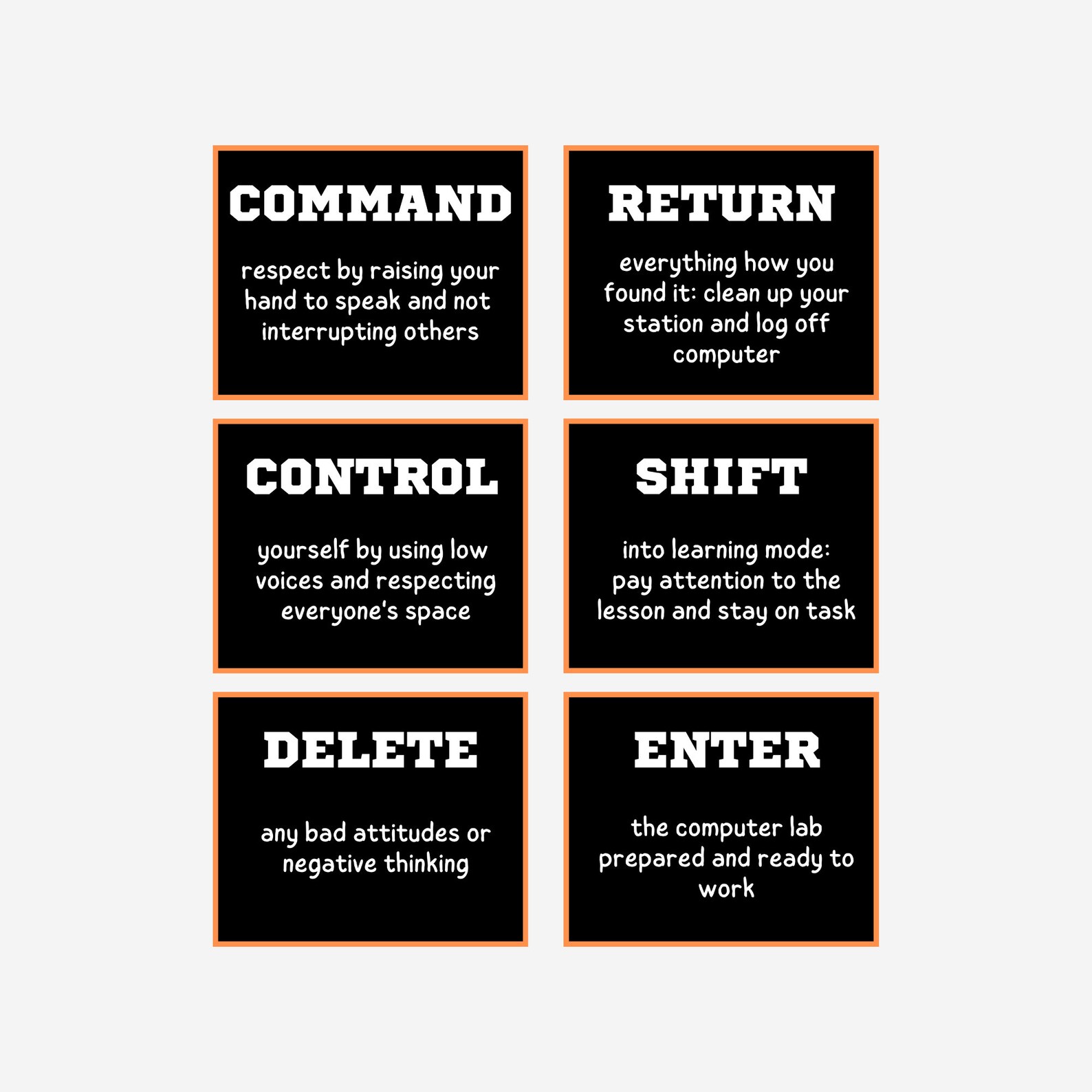 Computer Lab Poster Set of 6, Classroom Decor, INSTANT DOWNLOAD ...