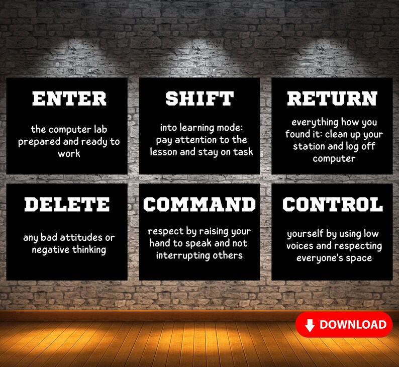 Computer Lab Poster Set of 6 Classroom Decor INSTANT - Etsy