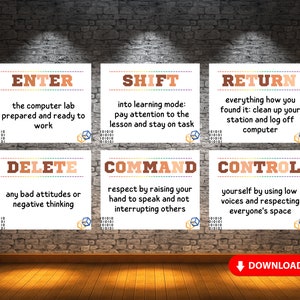 Computer Lab Poster Set of 6 Classroom Decor INSTANT - Etsy