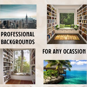 Zoom Bookcase Zoom Virtual Background Digital Backdrop Office - Etsy