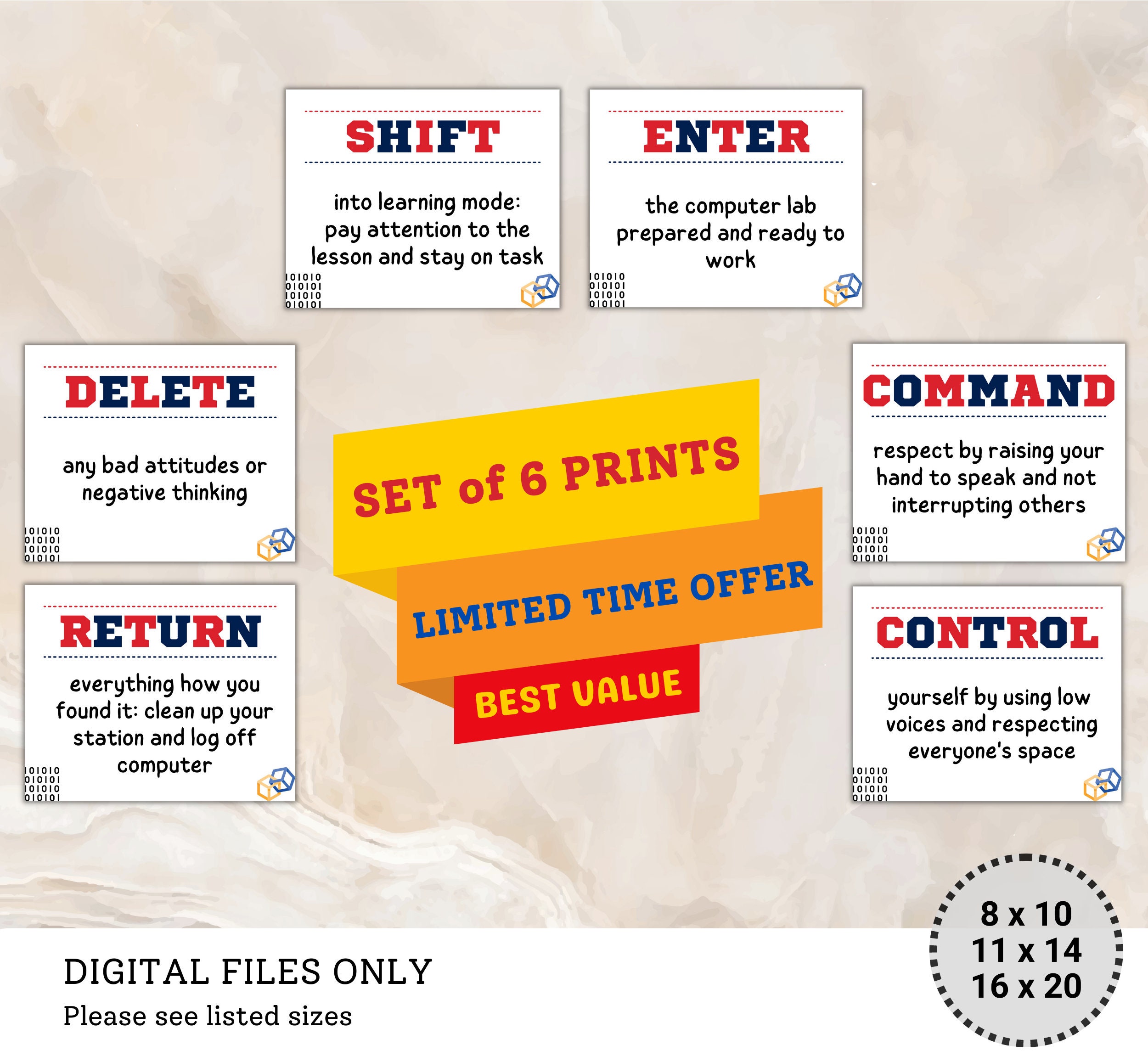 Computer Lab Poster Set Classroom Decor Instant Download Etsy Uk