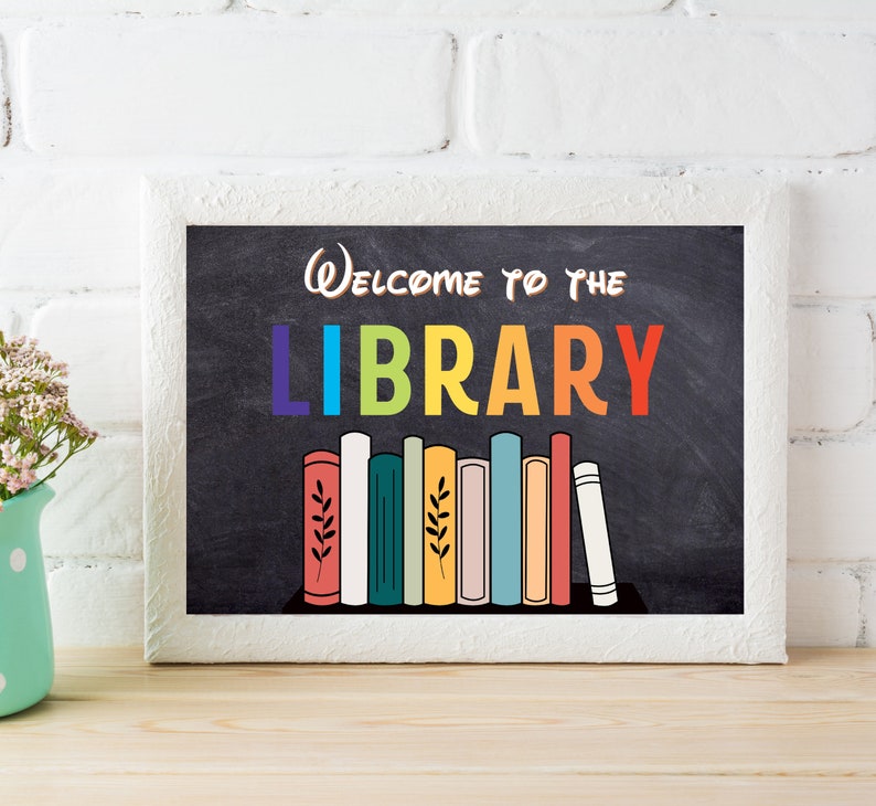 Welcome Library School Sign Classroom Decor Printable School - Etsy
