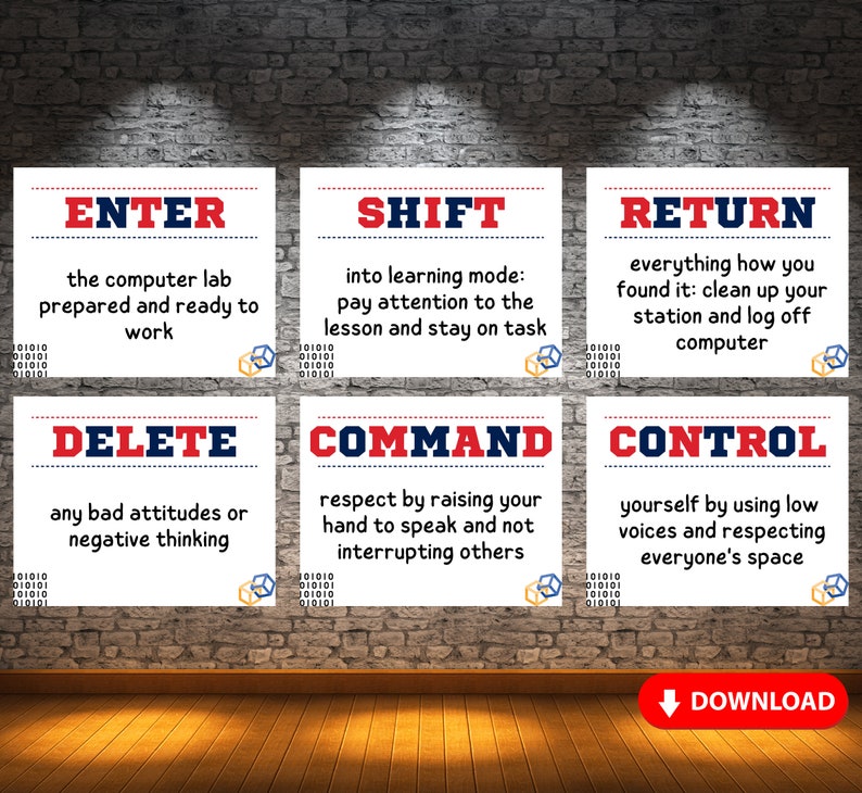 Computer Lab Poster Set Classroom Decor INSTANT DOWNLOAD - Etsy
