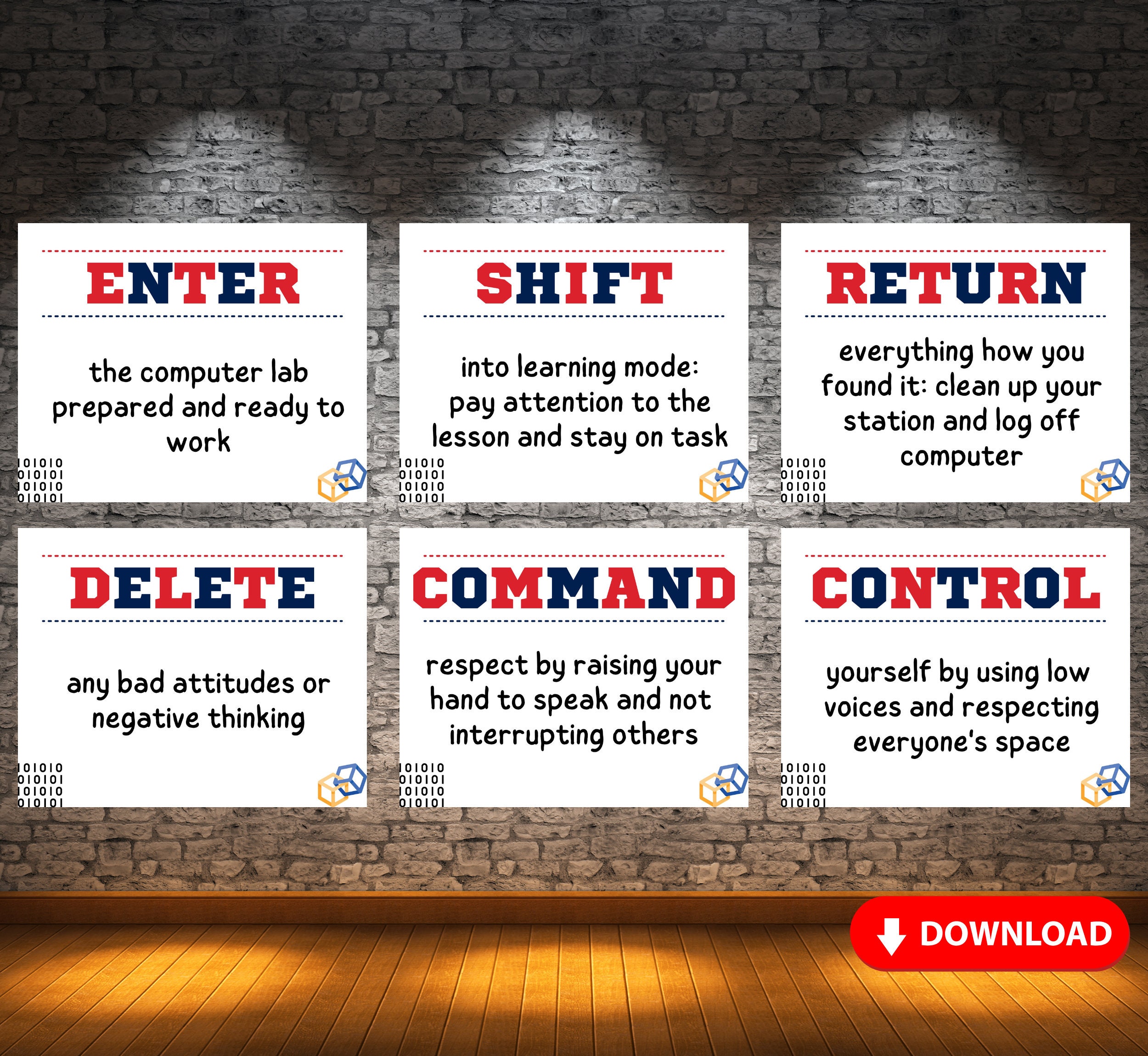 Computer Lab Poster Set Classroom Decor Instant Download Etsy Uk
