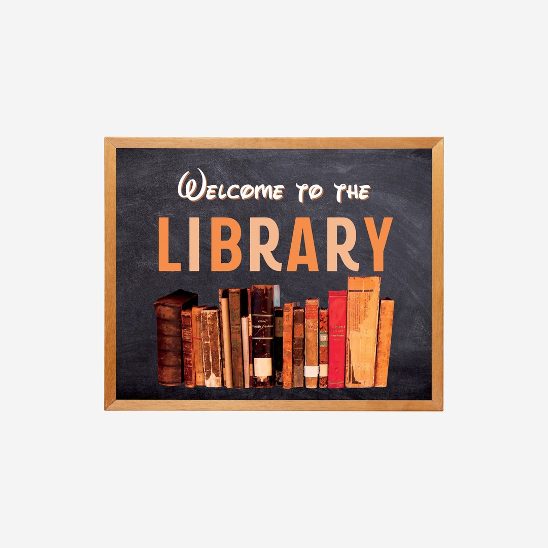 Library Welcome Sign, Inclusive Library Poster, Bookshelf Decor ...