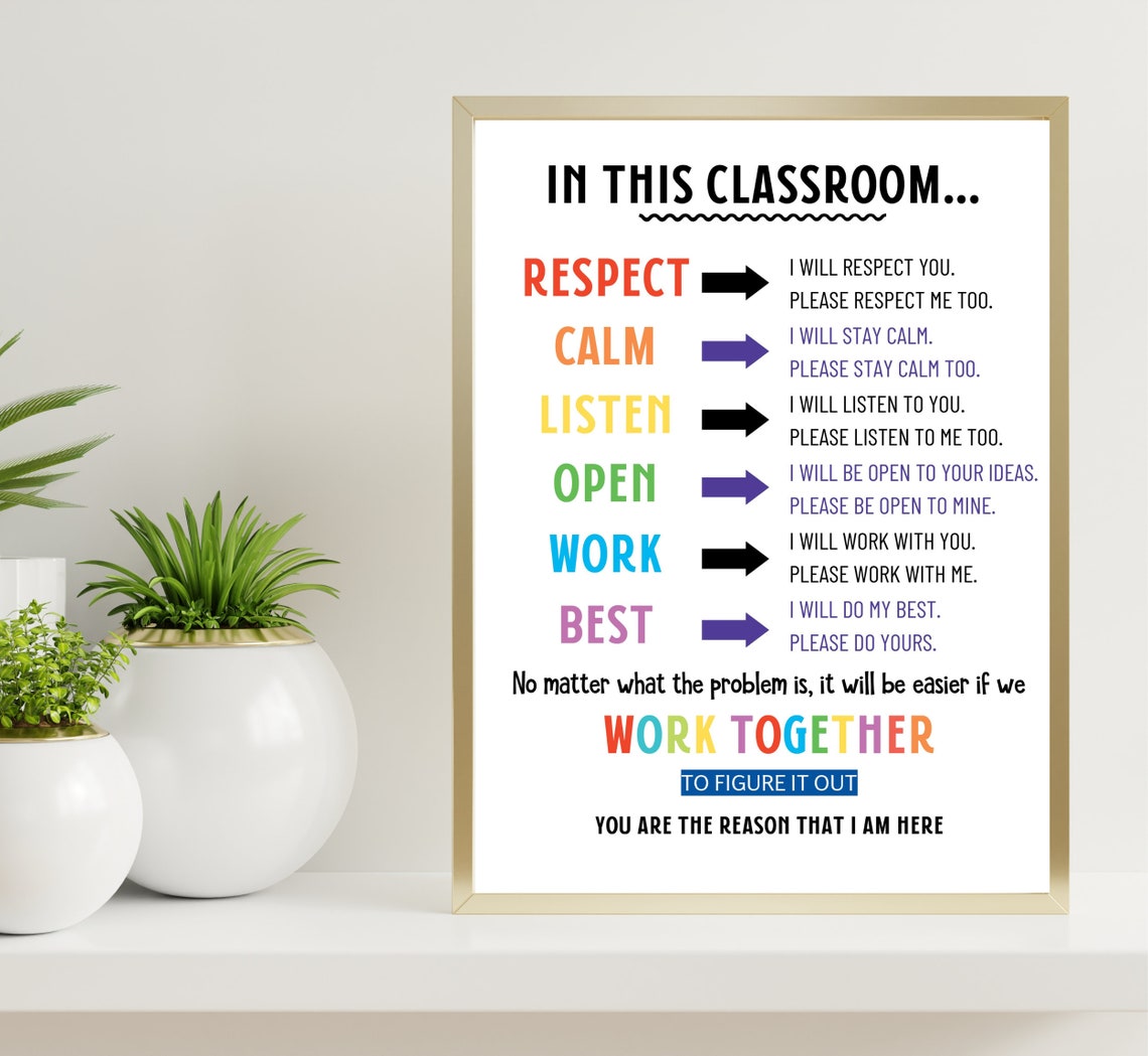 Classroom Decor Expectations Rules Respect Teen Class Decor - Etsy