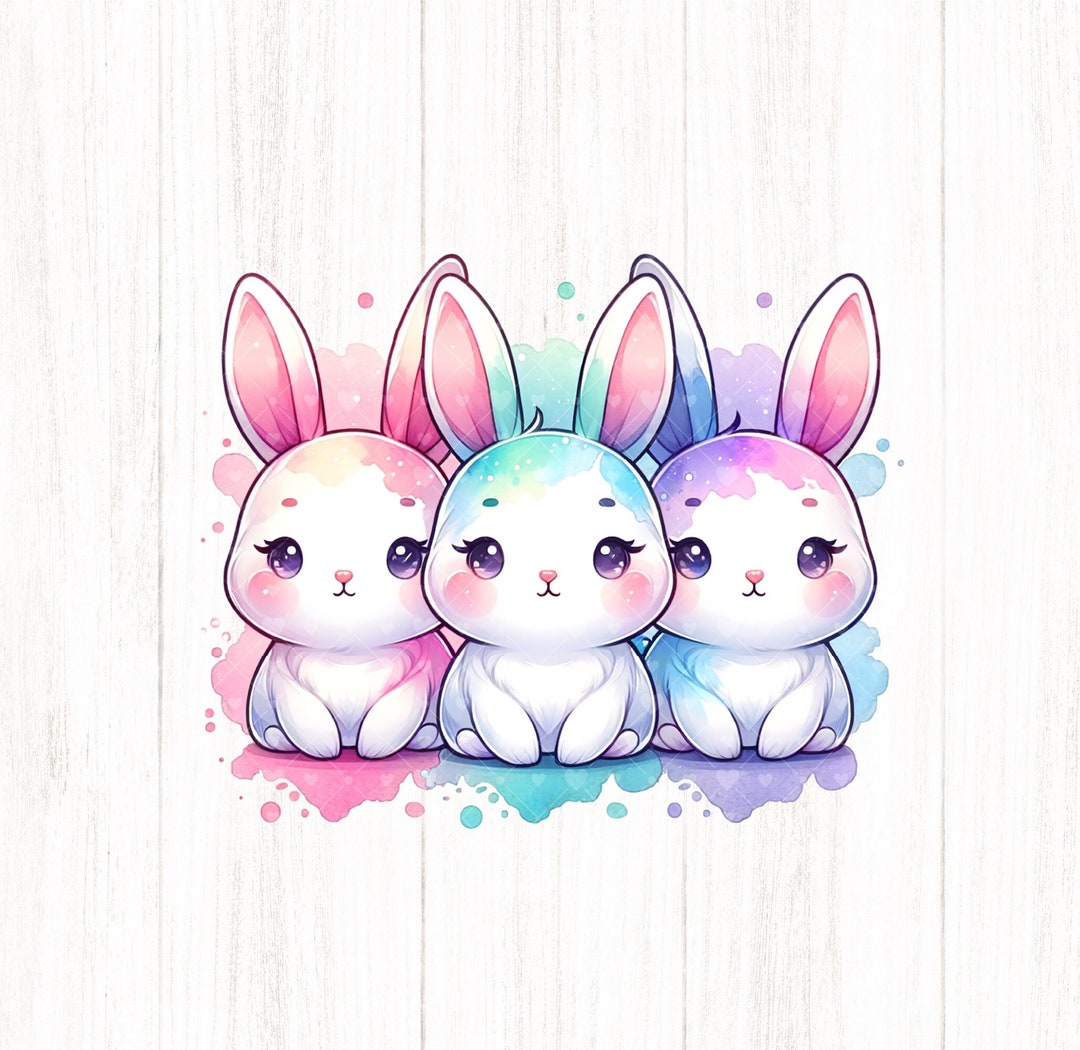 Three Rainbow Easter Bunnies Sublimation PNG Design Peeps PNG Easter ...