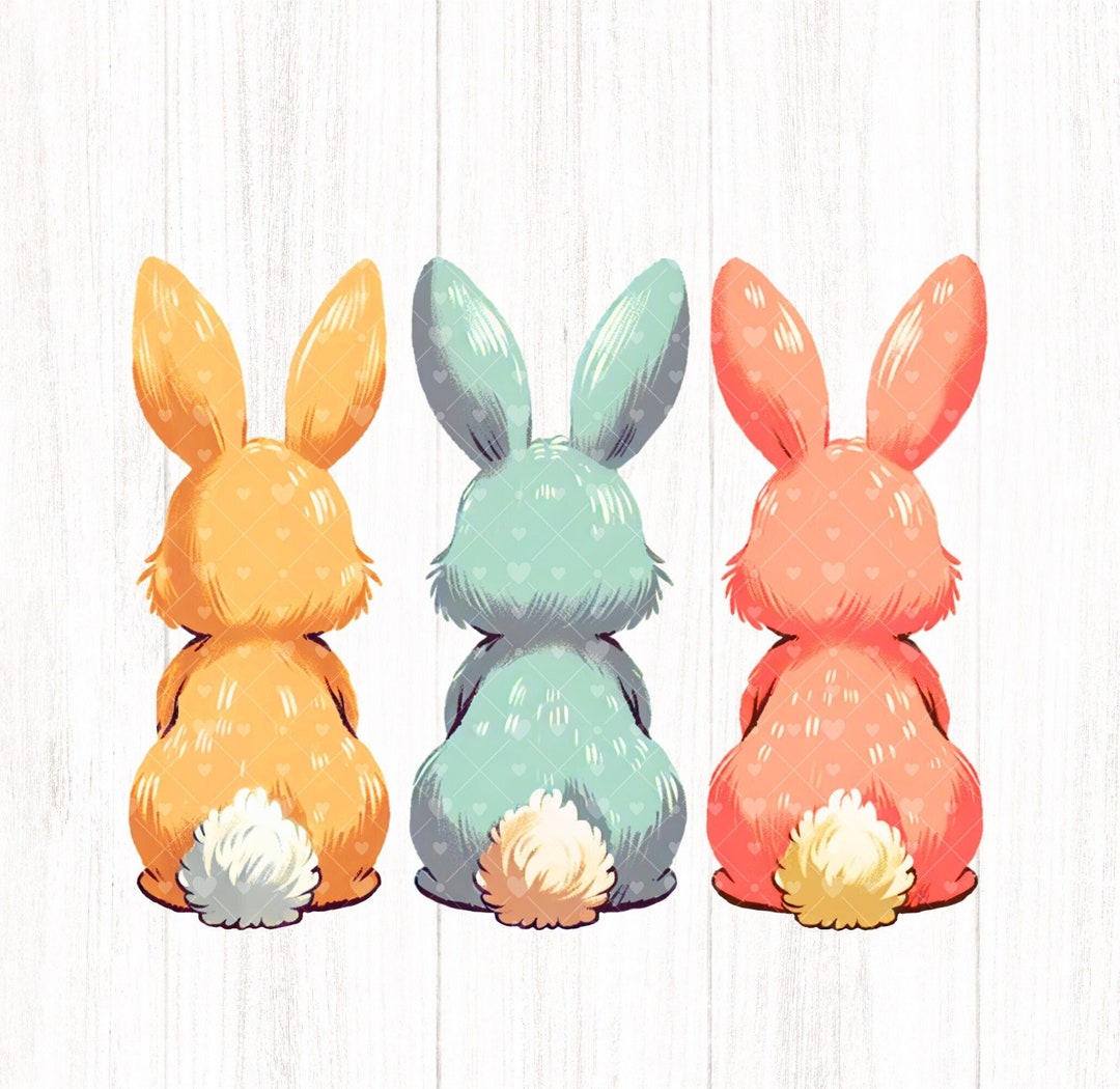 Three Rainbow Easter Bunny Butts Peeps Sublimation PNG Design Easter ...