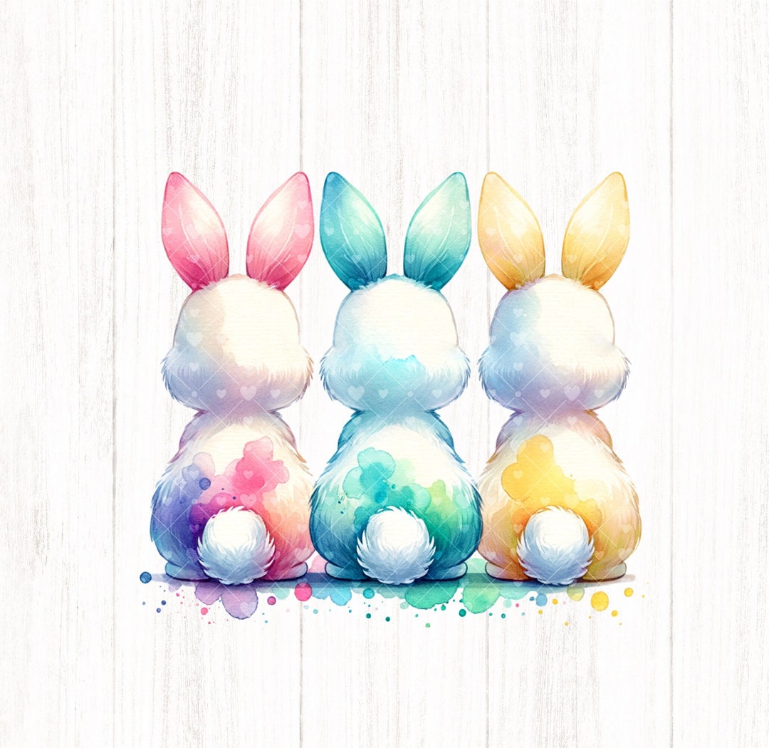 Three Easter Bunny Butts Sublimation PNG Design Peeps Watercolor Easter ...