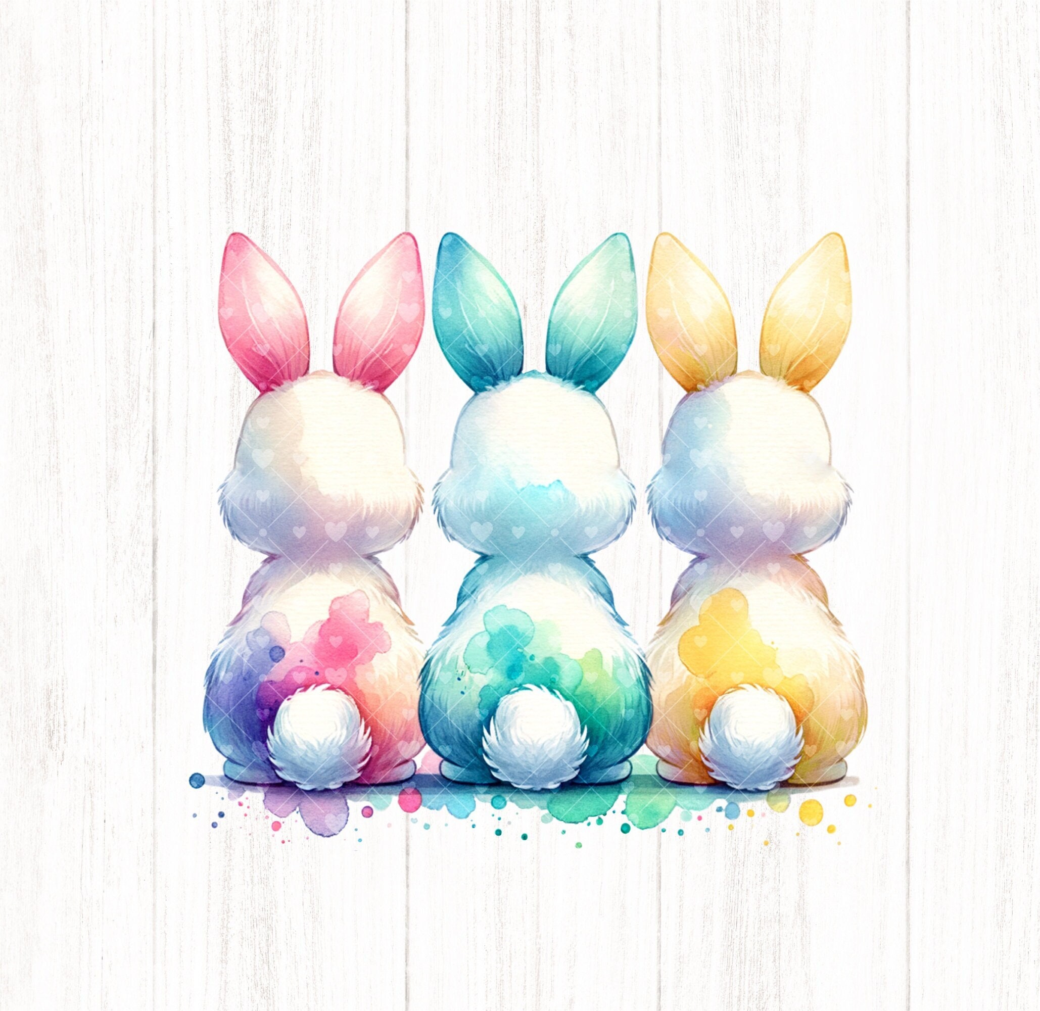 Three Easter Bunny Butts Sublimation PNG Design Peeps Watercolor Easter ...