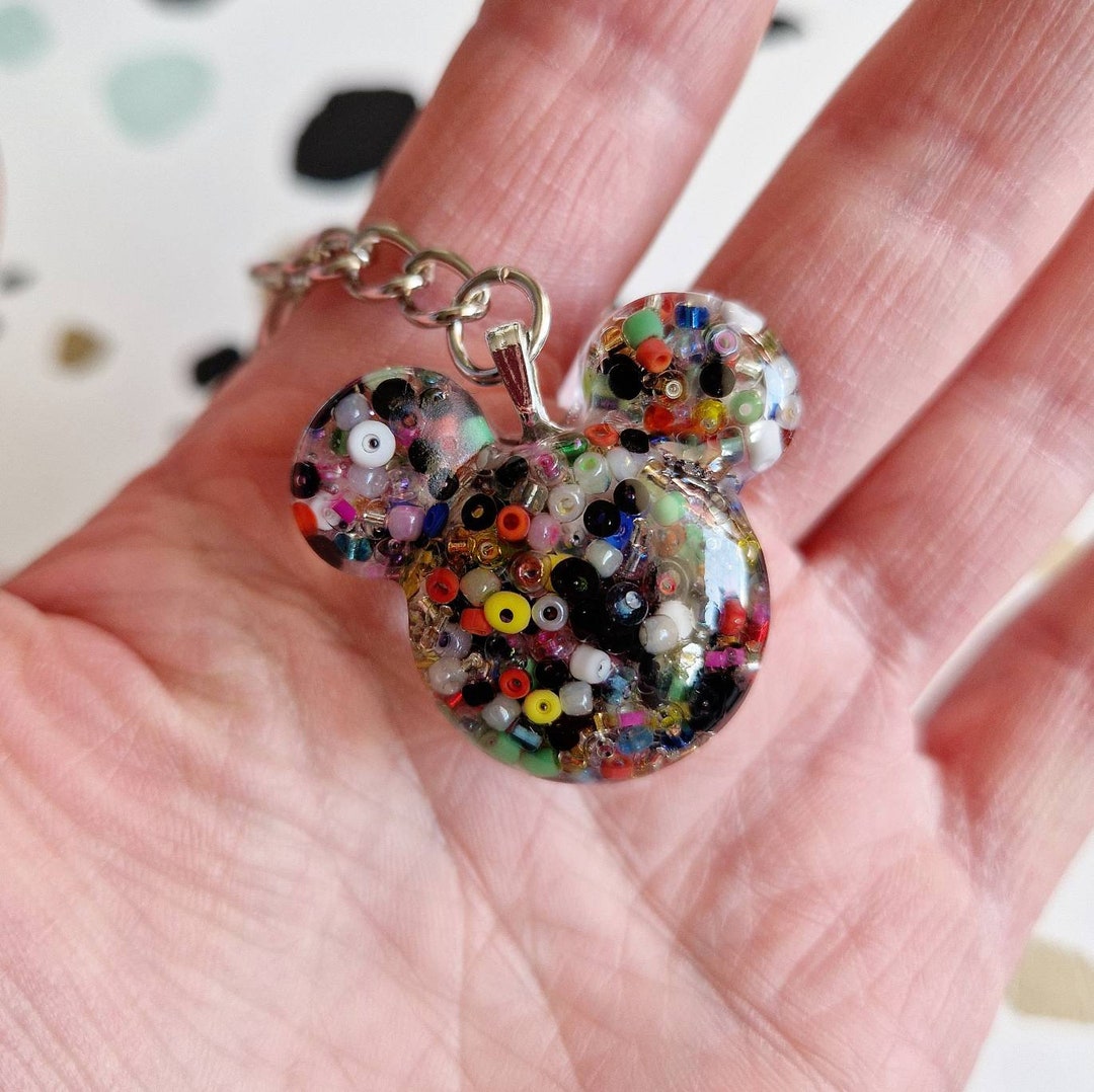 Mickey Mouse Style Keyring Multicolour Beads Resin - Etsy