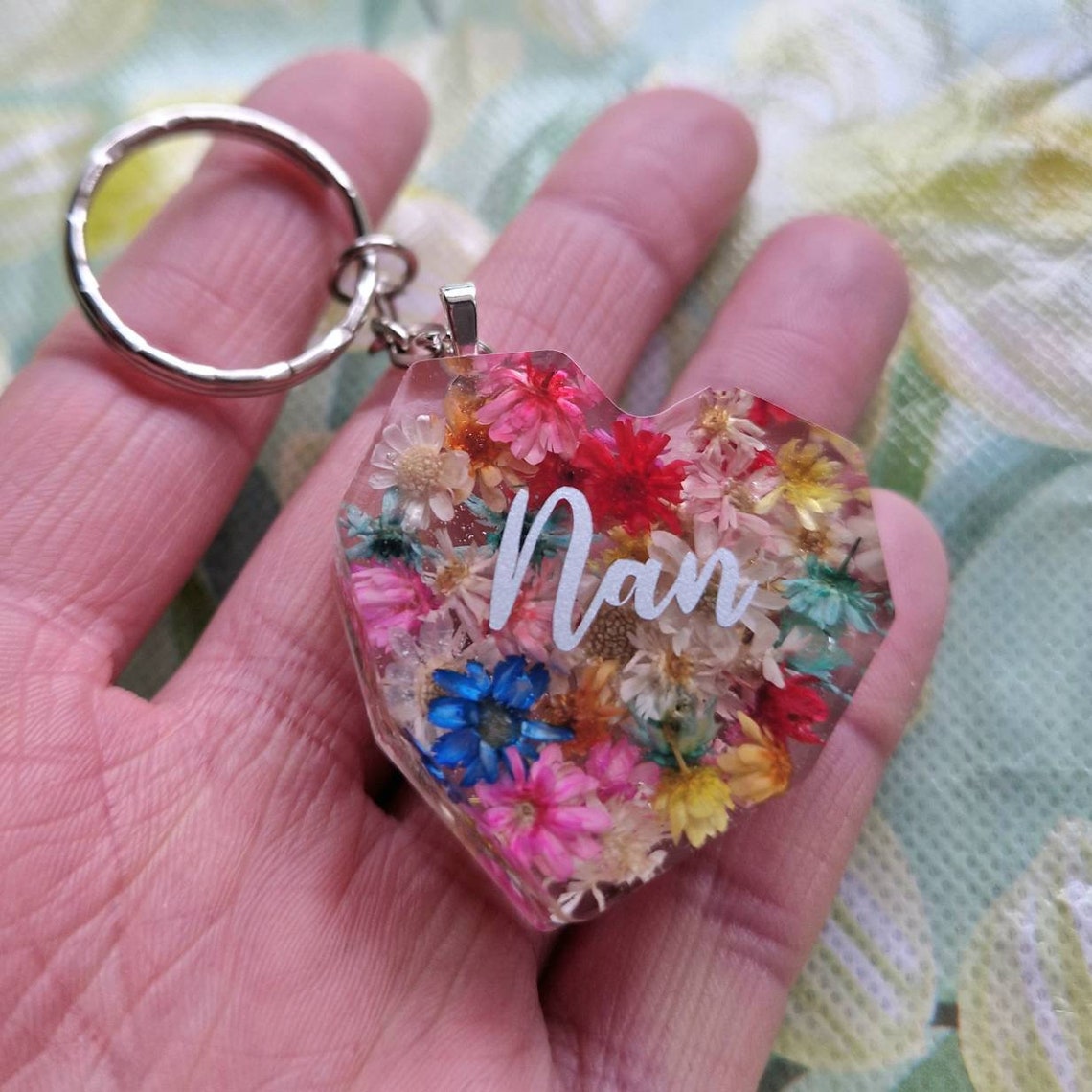 Mum Keyring Nan Floral Heart Shape Mothers Day - Etsy