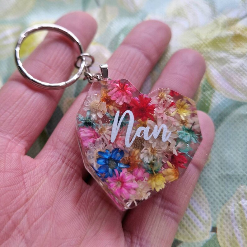 Mum Keyring Nan Floral Heart Shape Mothers Day - Etsy