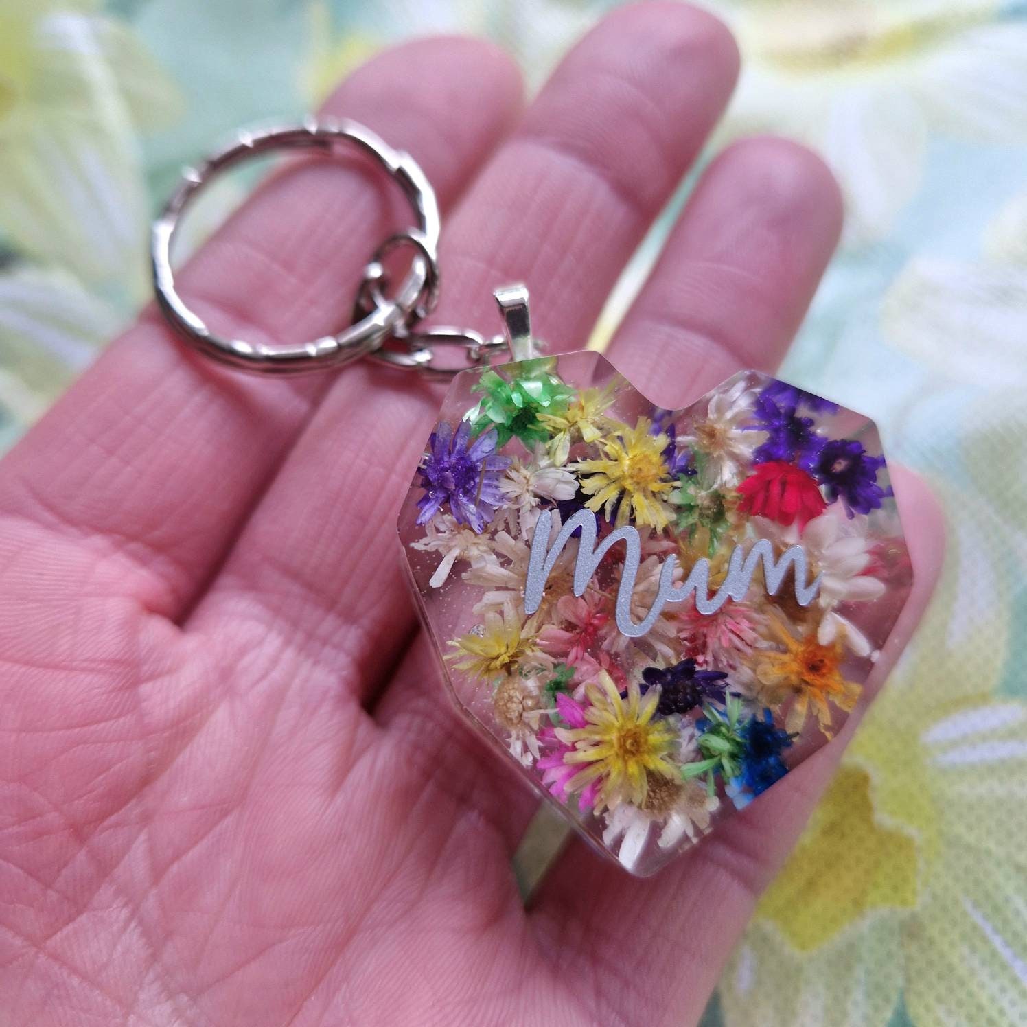 Mum Keyring Nan Floral Heart Shape Mothers Day - Etsy