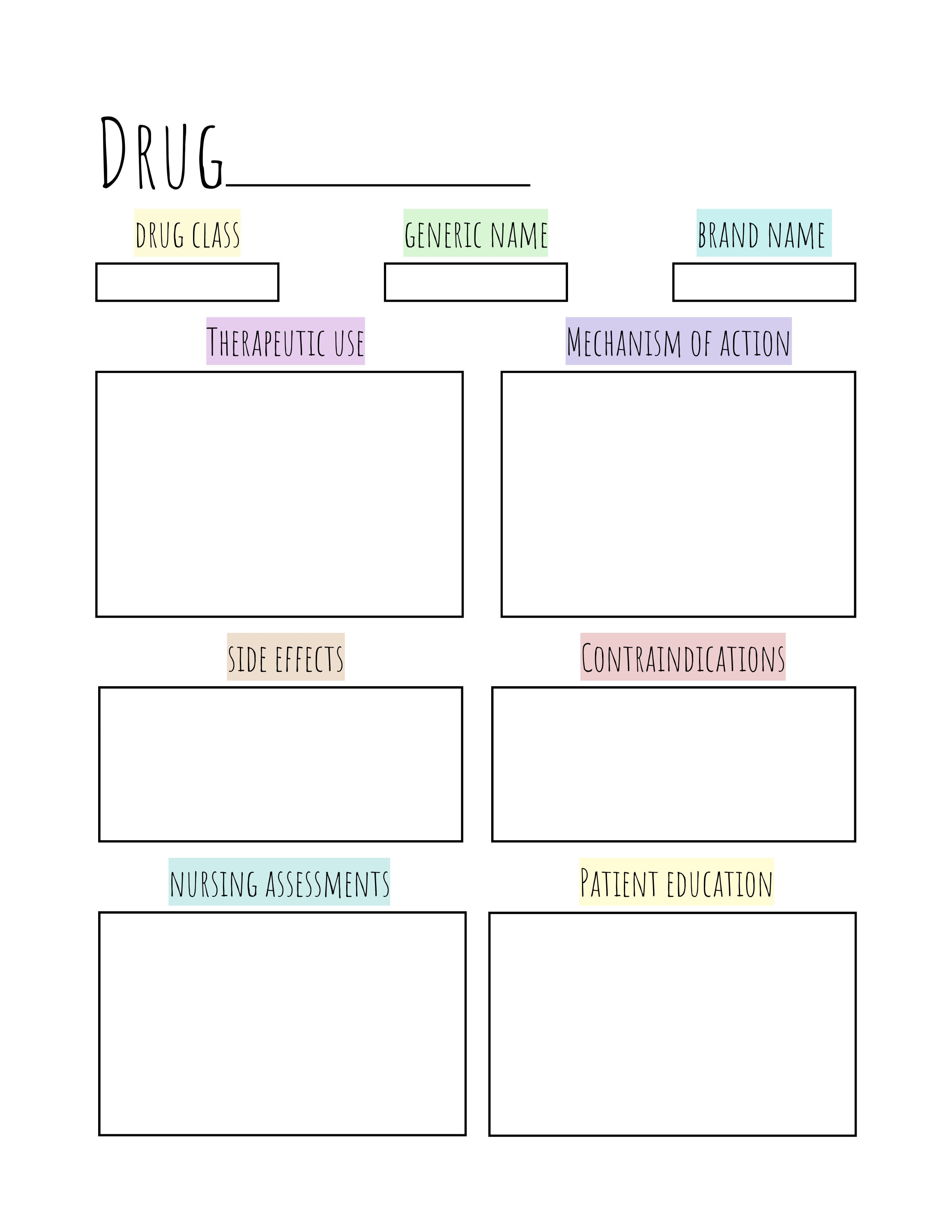 Drug Guide Nursing School Drug Template Drug Card Printable PDF Easy ... Drug Guide Nursing School Drug Template Drug Card Printable PDF Easy ...