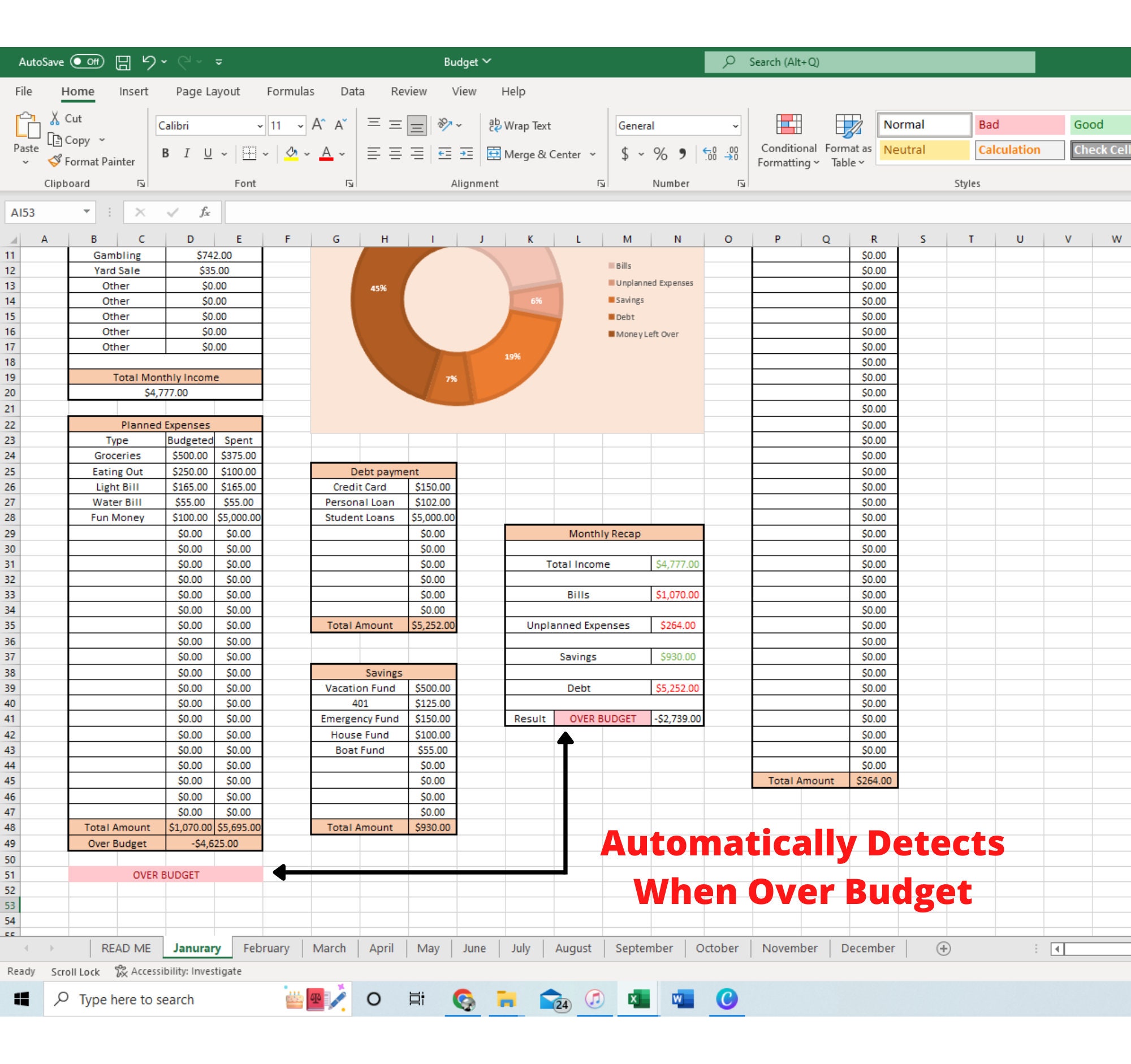 Excel Budget Spreadsheet Downloadable Budget Template Simple ...
