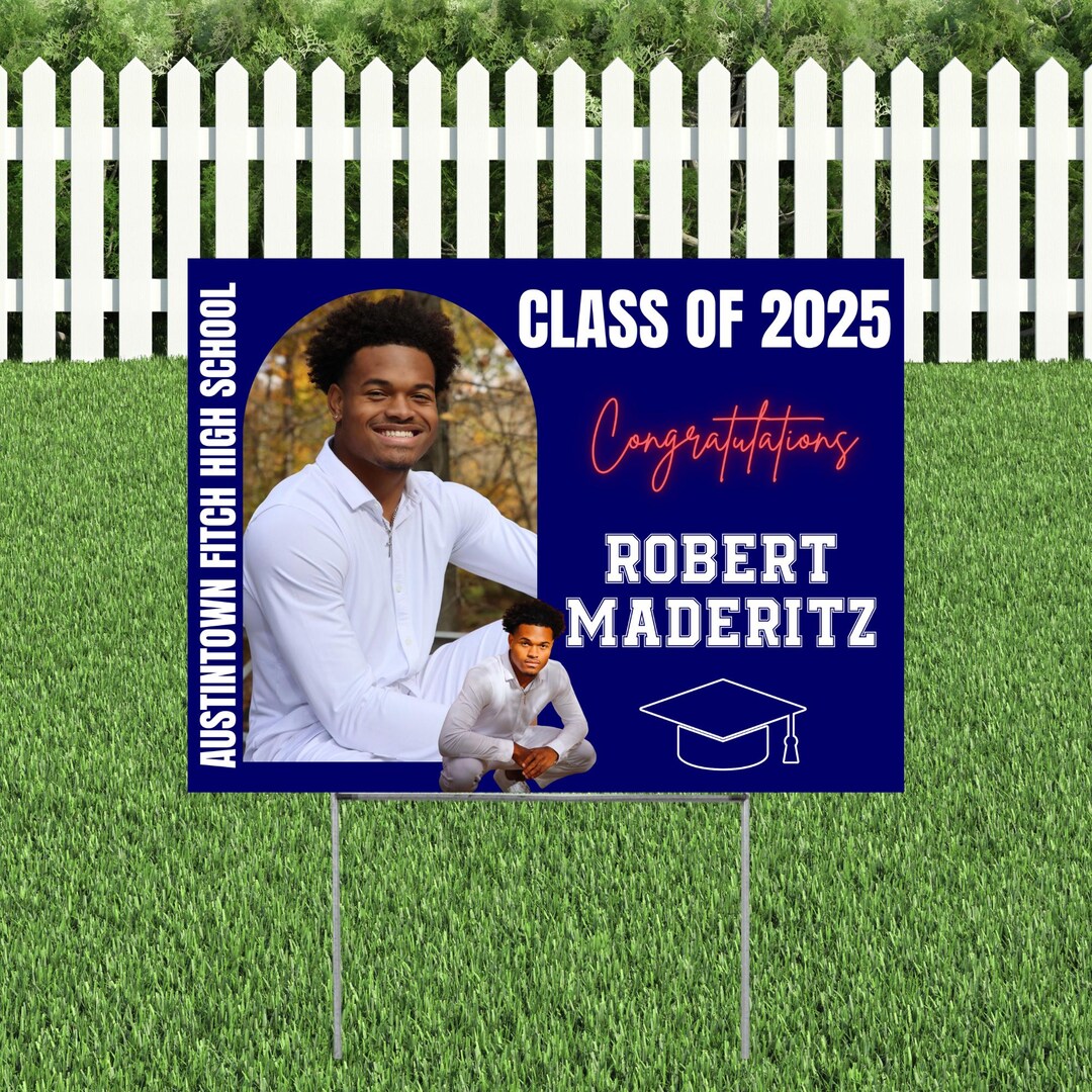 Custom Graduation Yard Sign With Photo, Personalized Grad Sign, Yard ...