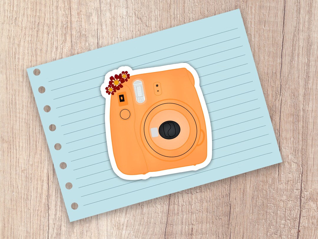 Orange Polaroid Camera Sticker, Polaroid Camera Water Bottles Sticker ...
