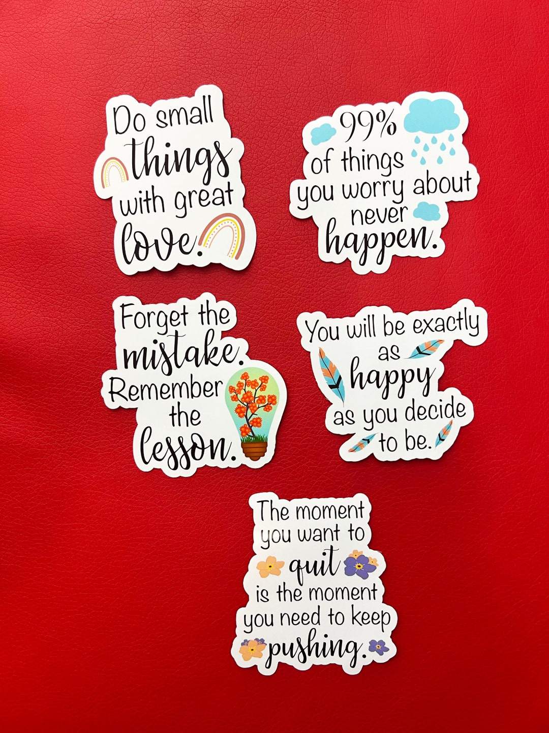 5 Motivational Quotes Stickers, Stickers Pack, Cute Sticker, Water ...