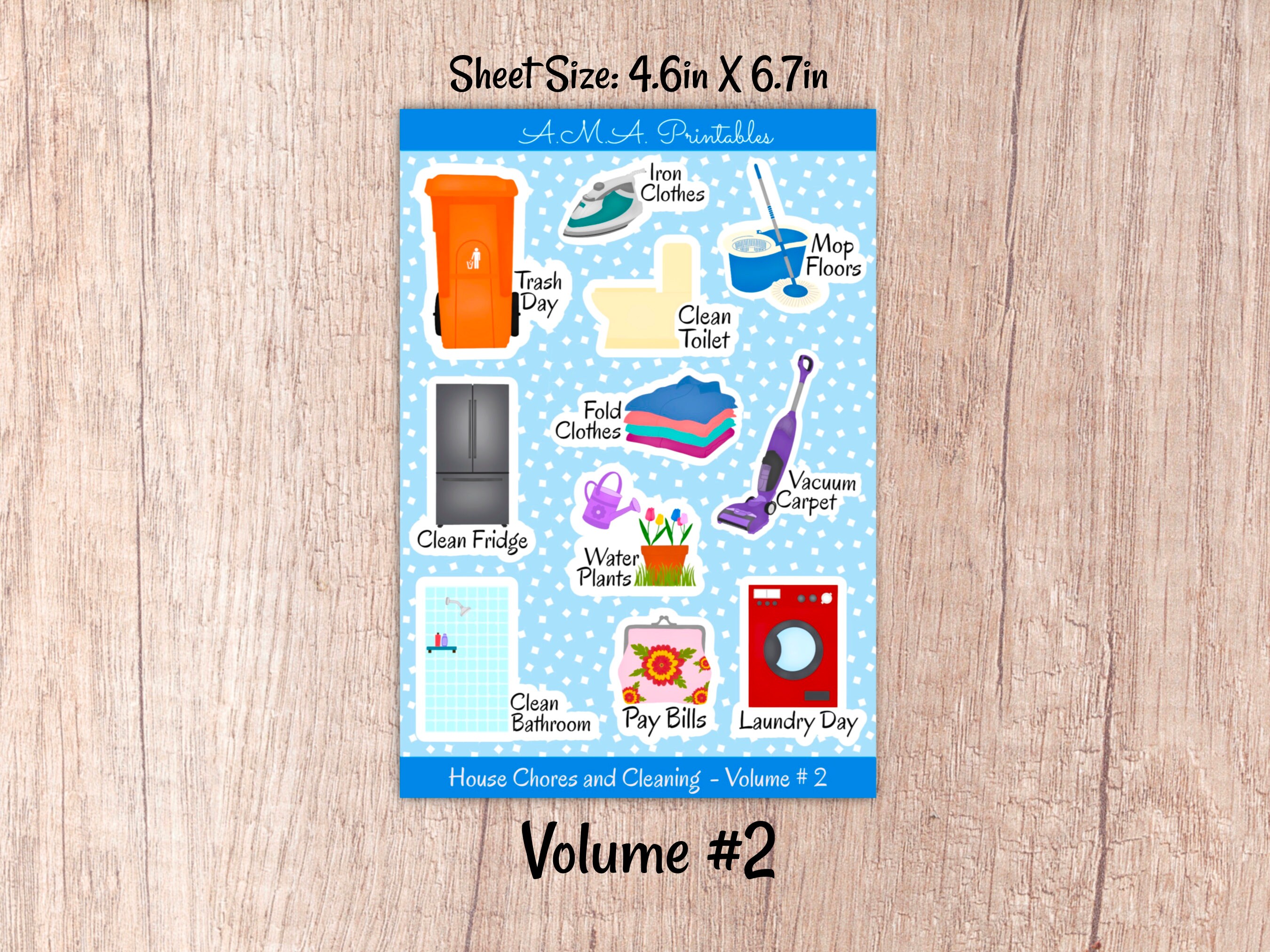 House Chores and Cleaning Sticker Sheets, Bullet Journal Sticker Pack ...