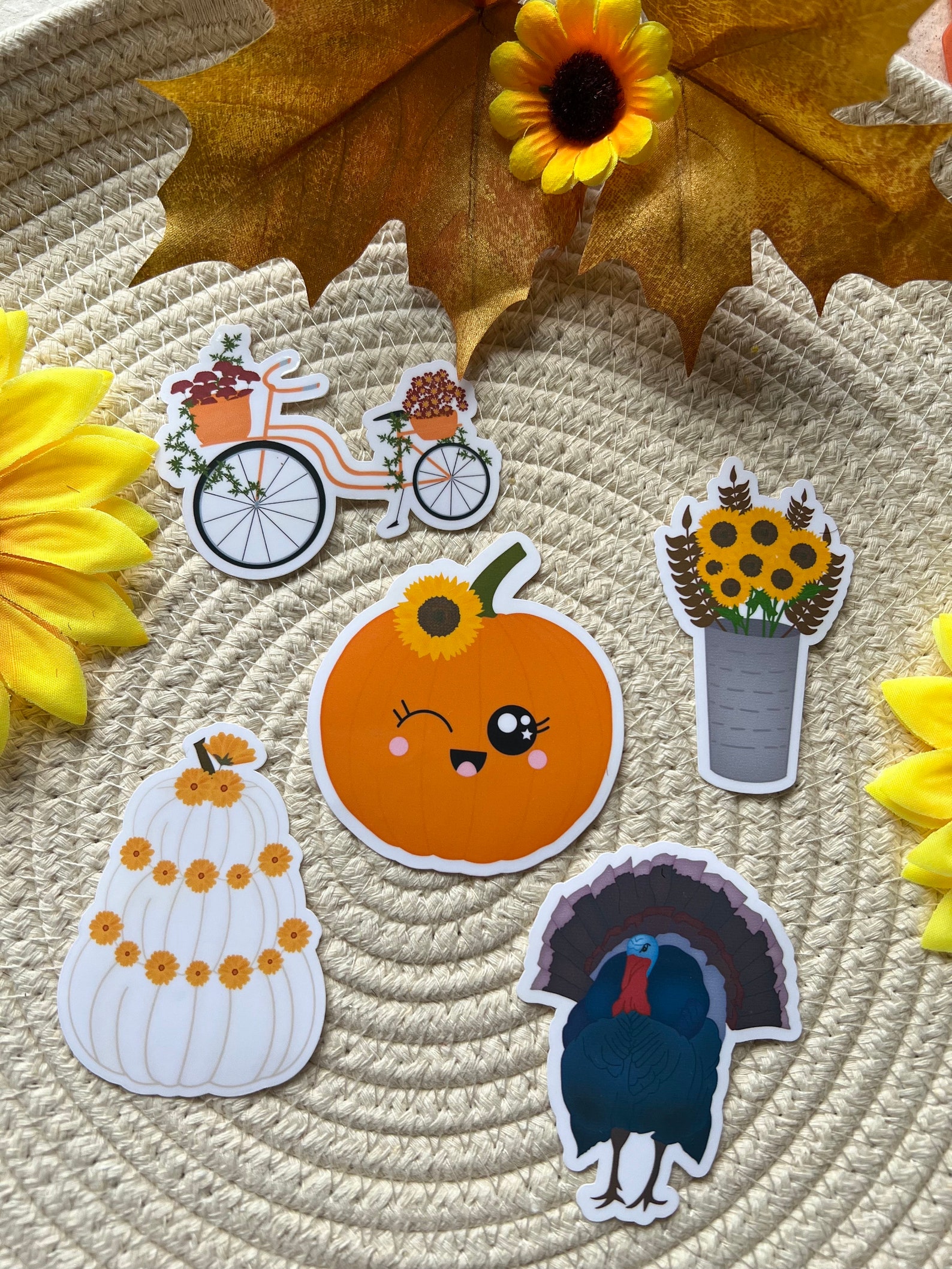 5 Autumn Stickers, Fall Stickers, Autumn Bike Sticker, Pumpkin Sticker ...