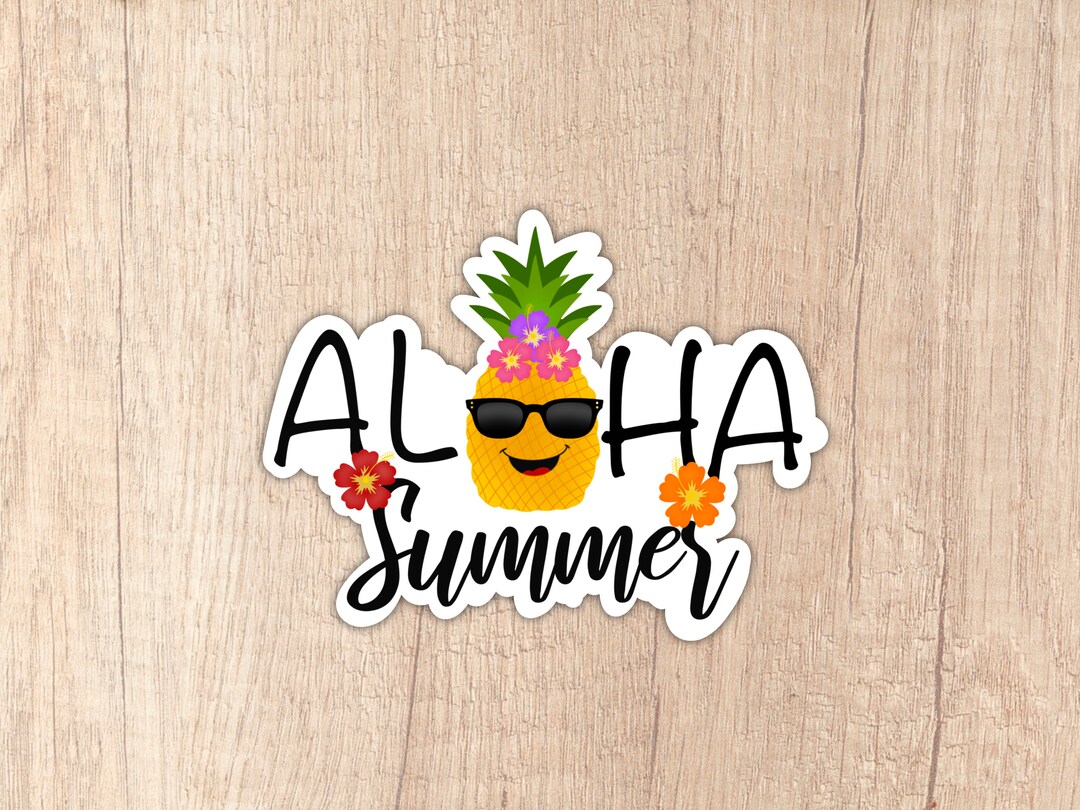 Aloha Summer Sticker, Water Bottle Sticker, Laptop Sticker, Trendy ...