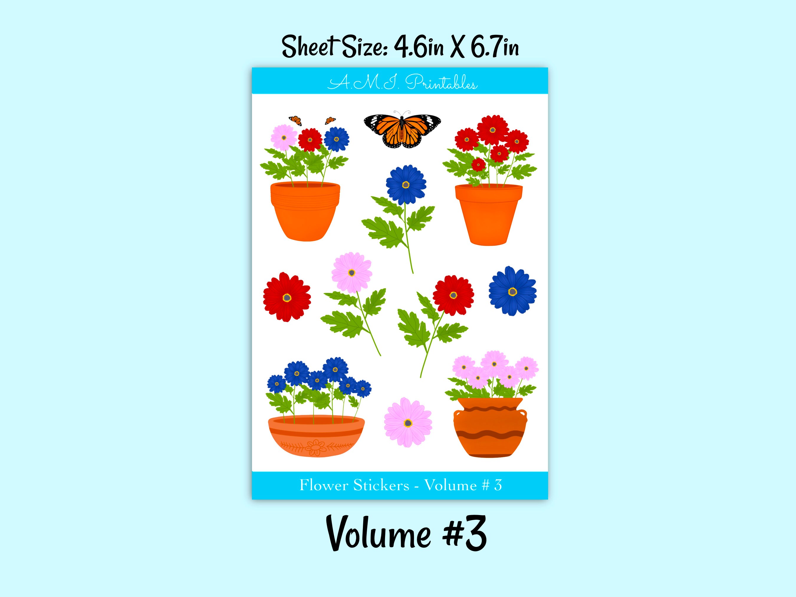 Flower Printable Sticker Sheets Flower Bullet Journal - Etsy