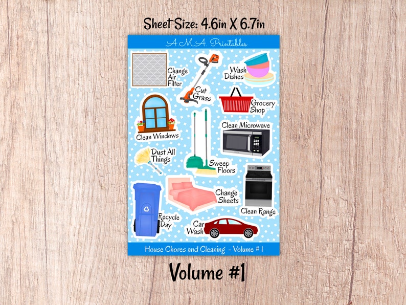 House Chores and Cleaning Sticker Sheets, Bullet Journal Sticker Pack ...