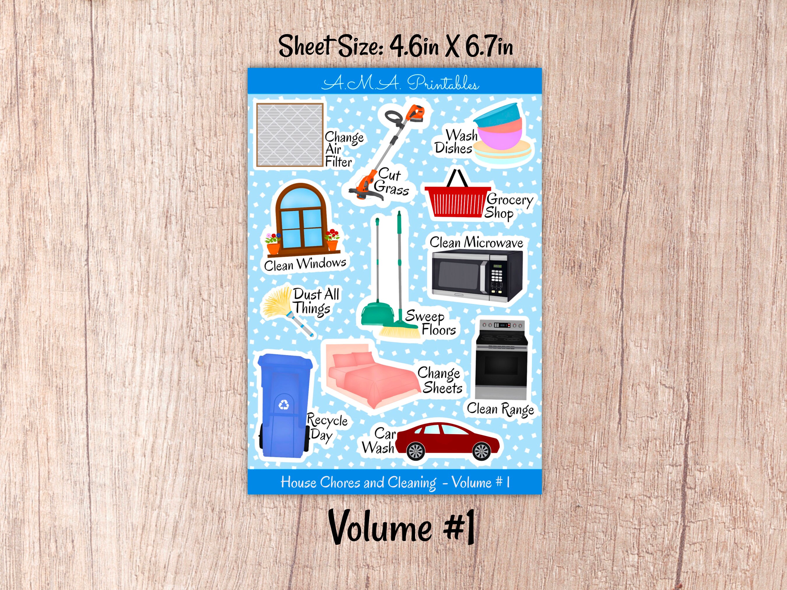 House Chores and Cleaning Sticker Sheets, Bullet Journal Sticker Pack ...