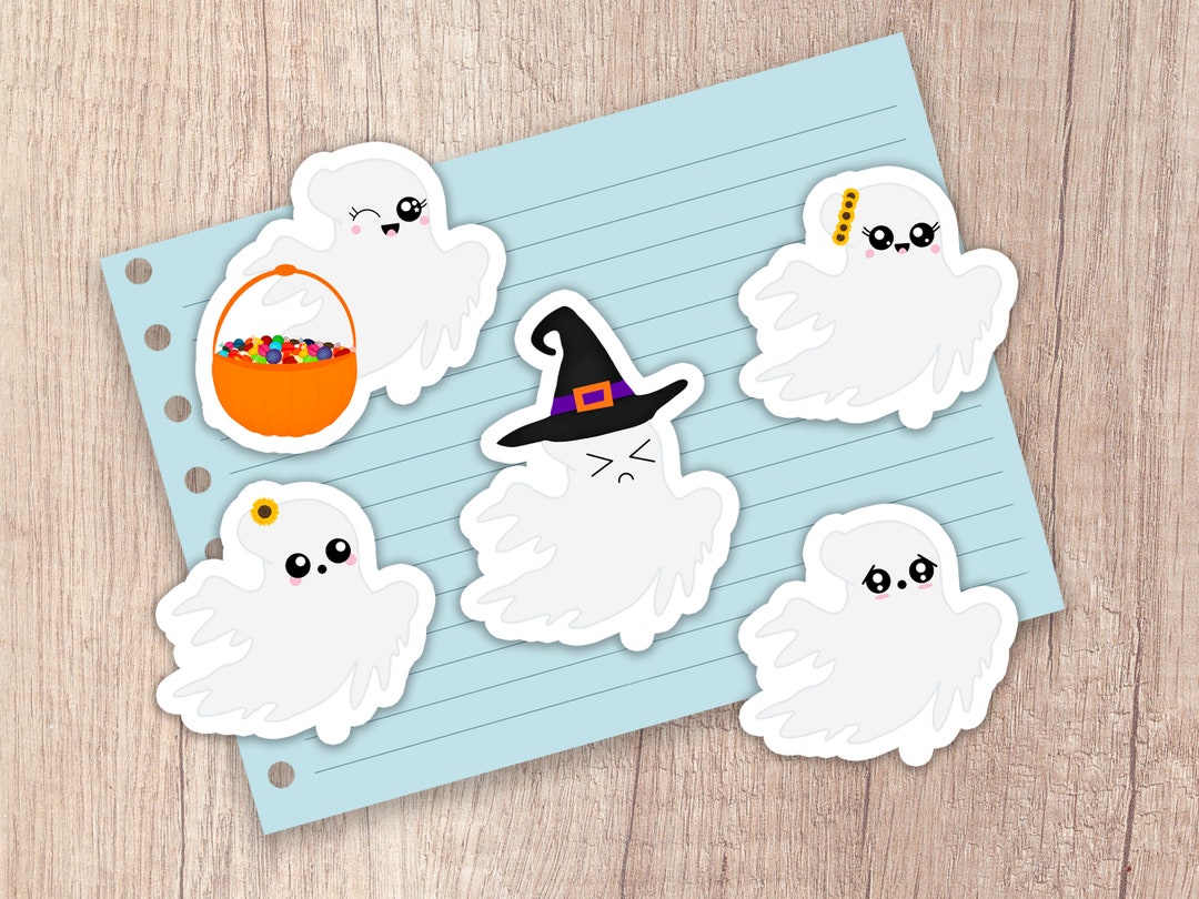 5 Ghost Stickers, Stickers Pack, Hydro Flask Stickers, Spooky Sticker ...