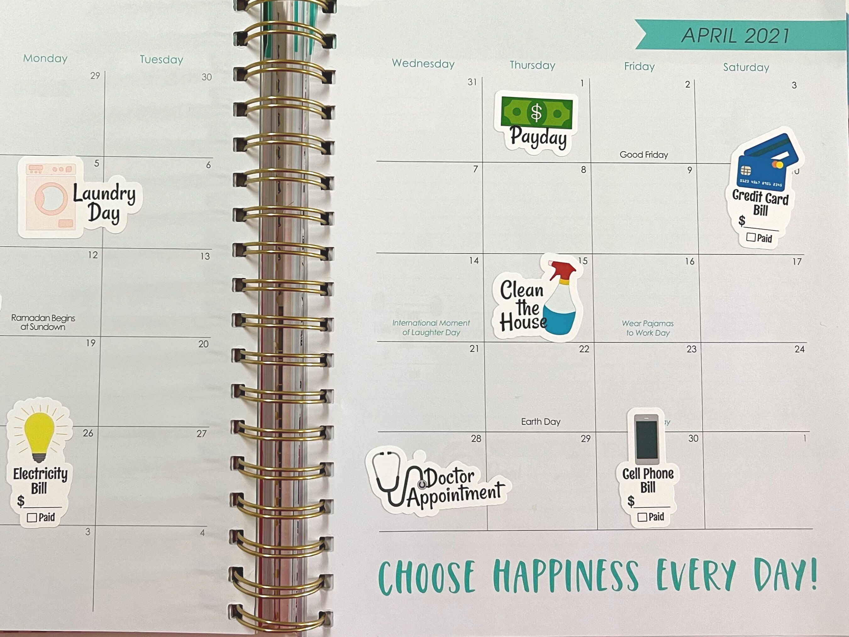 Monthly Bill Planner Stickers, Finance Budgeting Stickers (printable ...