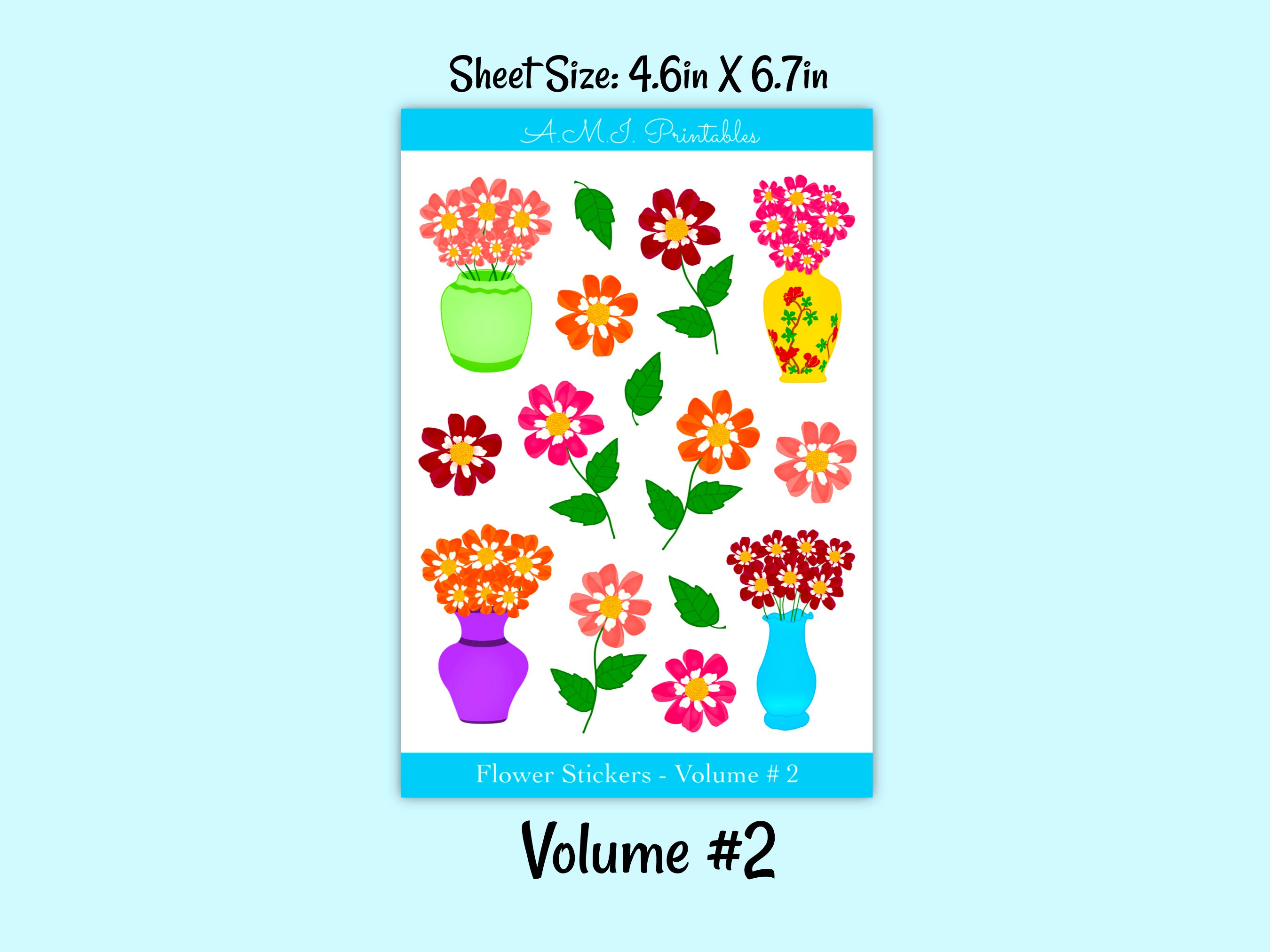 Flower Printable Sticker Sheets Flower Bullet Journal - Etsy