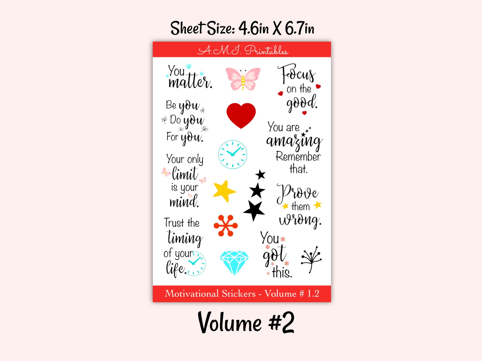 Motivational Quotes Printable Sticker Sheets, Inspirational Quotes ...