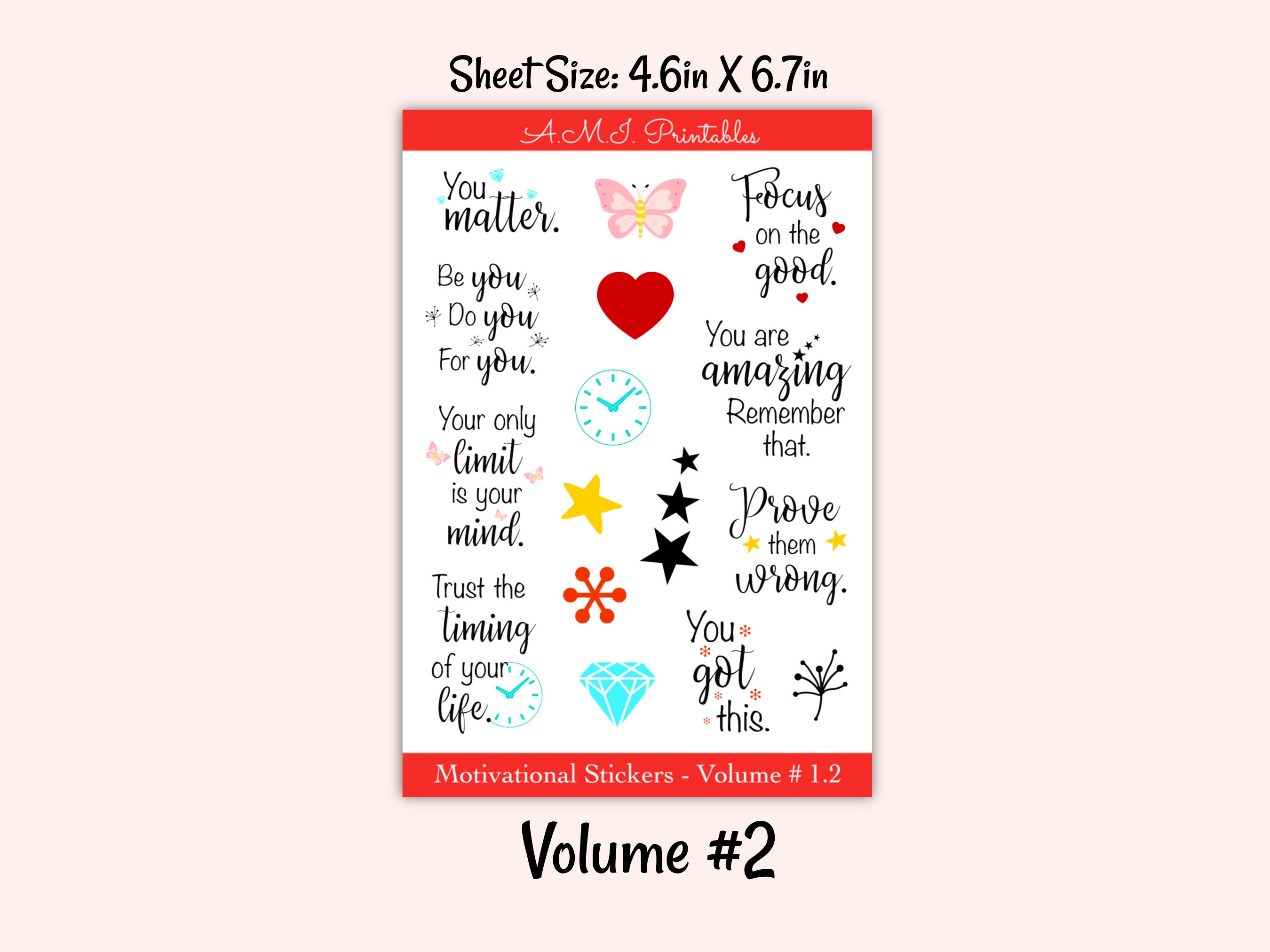 Motivational Quotes Printable Sticker Sheets, Inspirational Quotes ...