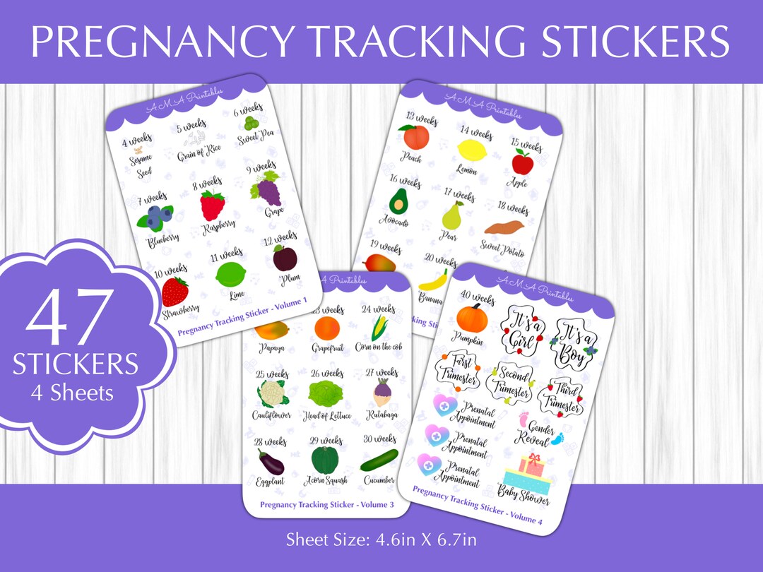 Pregnancy Sticker Sheets, Pregnancy Tracking, Week-by-week Baby Growth ...