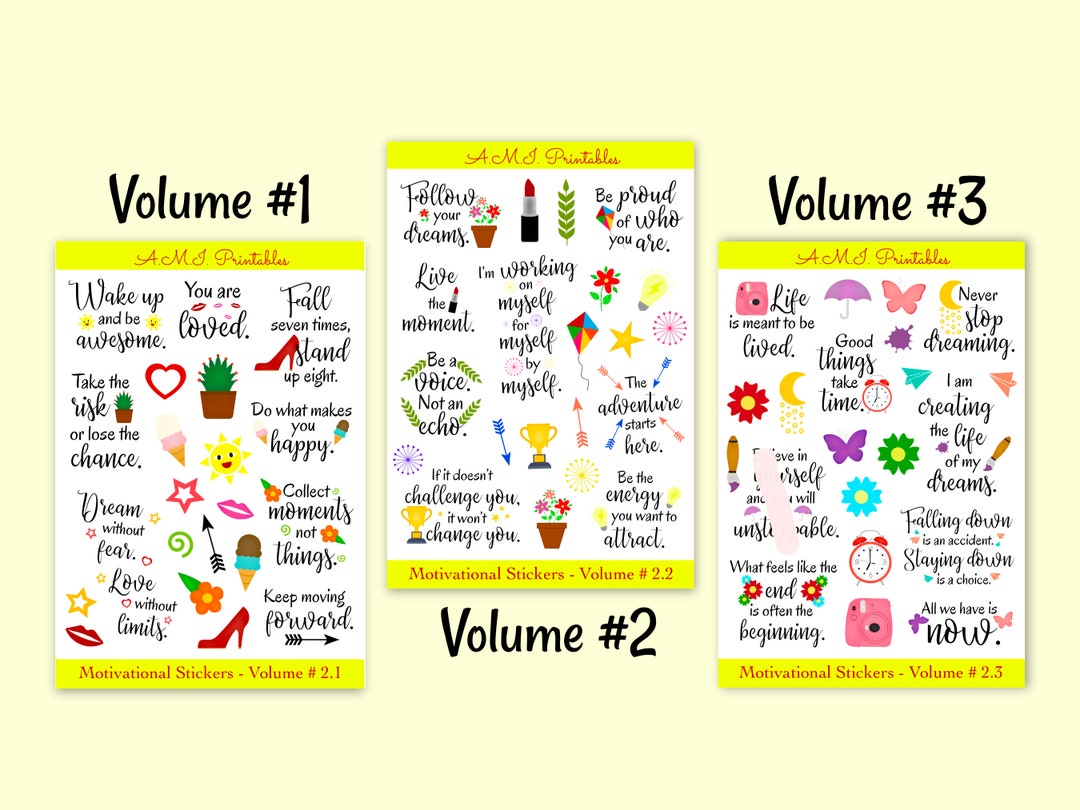 Motivational Quotes Printable Stickers Volume 2, Inspirational Quotes ...