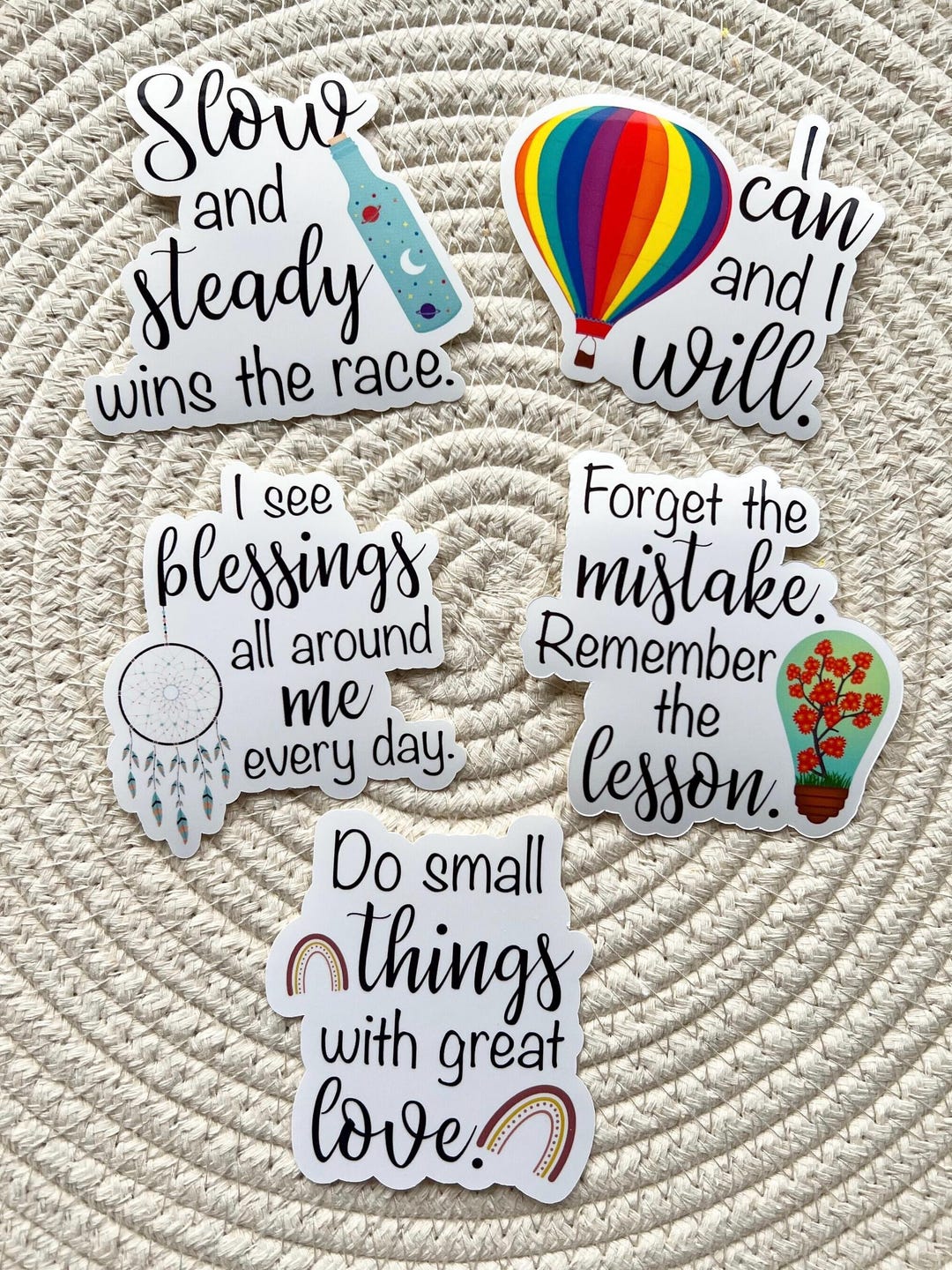 5 Motivational Quotes Stickers, Stickers Pack, Cute Stickers, Water ...