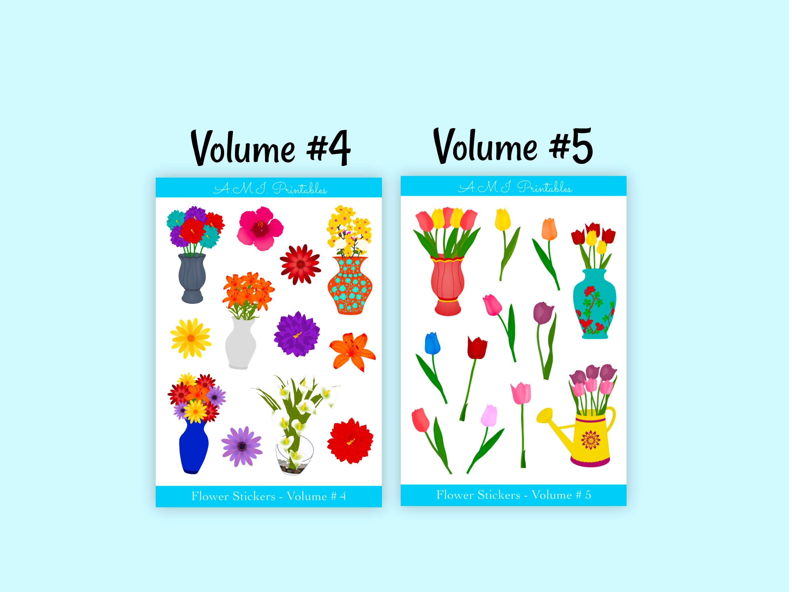 Flower Printable Sticker Sheets Flower Bullet Journal - Etsy