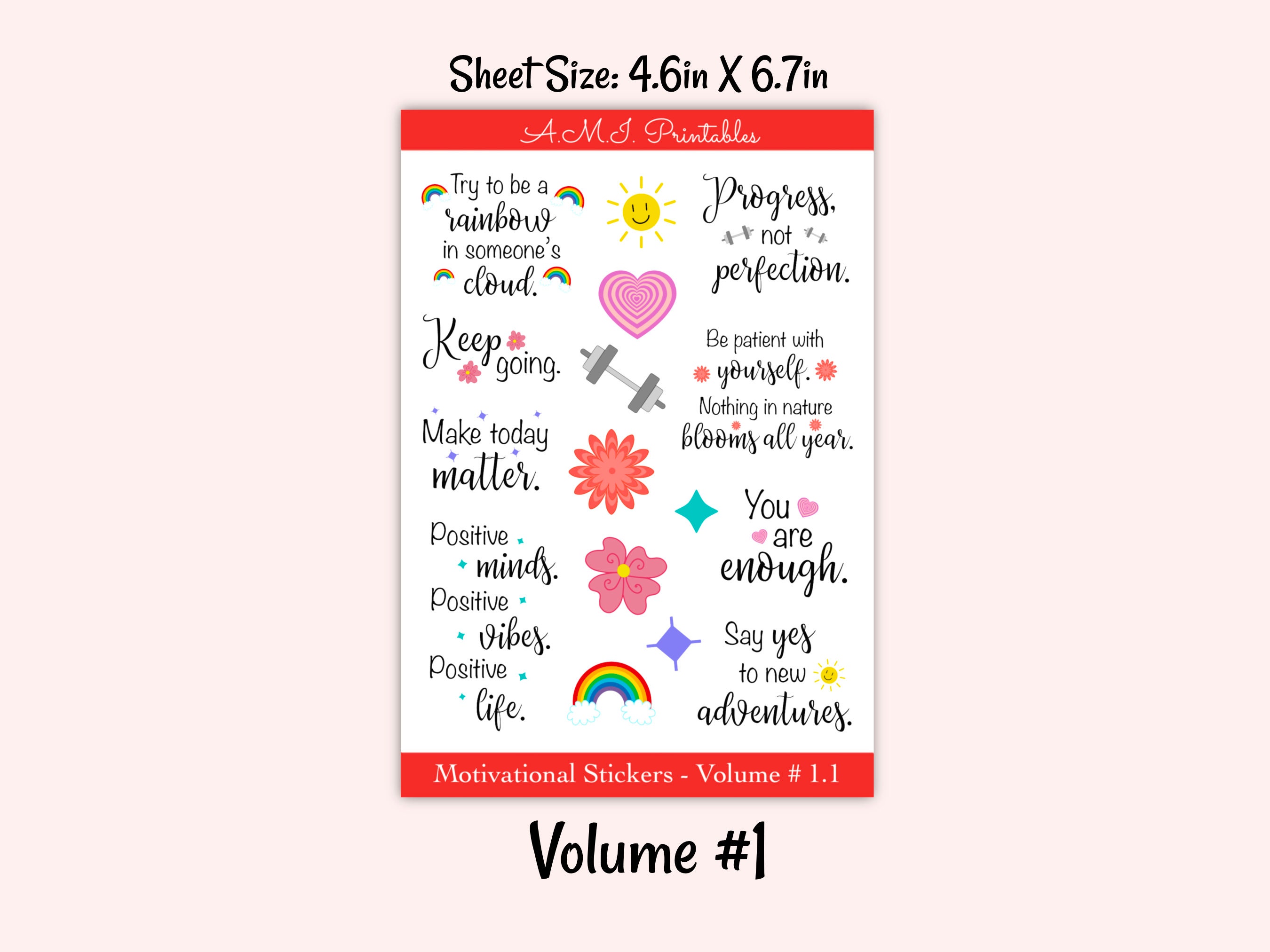 Motivational Quotes Printable Sticker Sheets, Inspirational Quotes ...