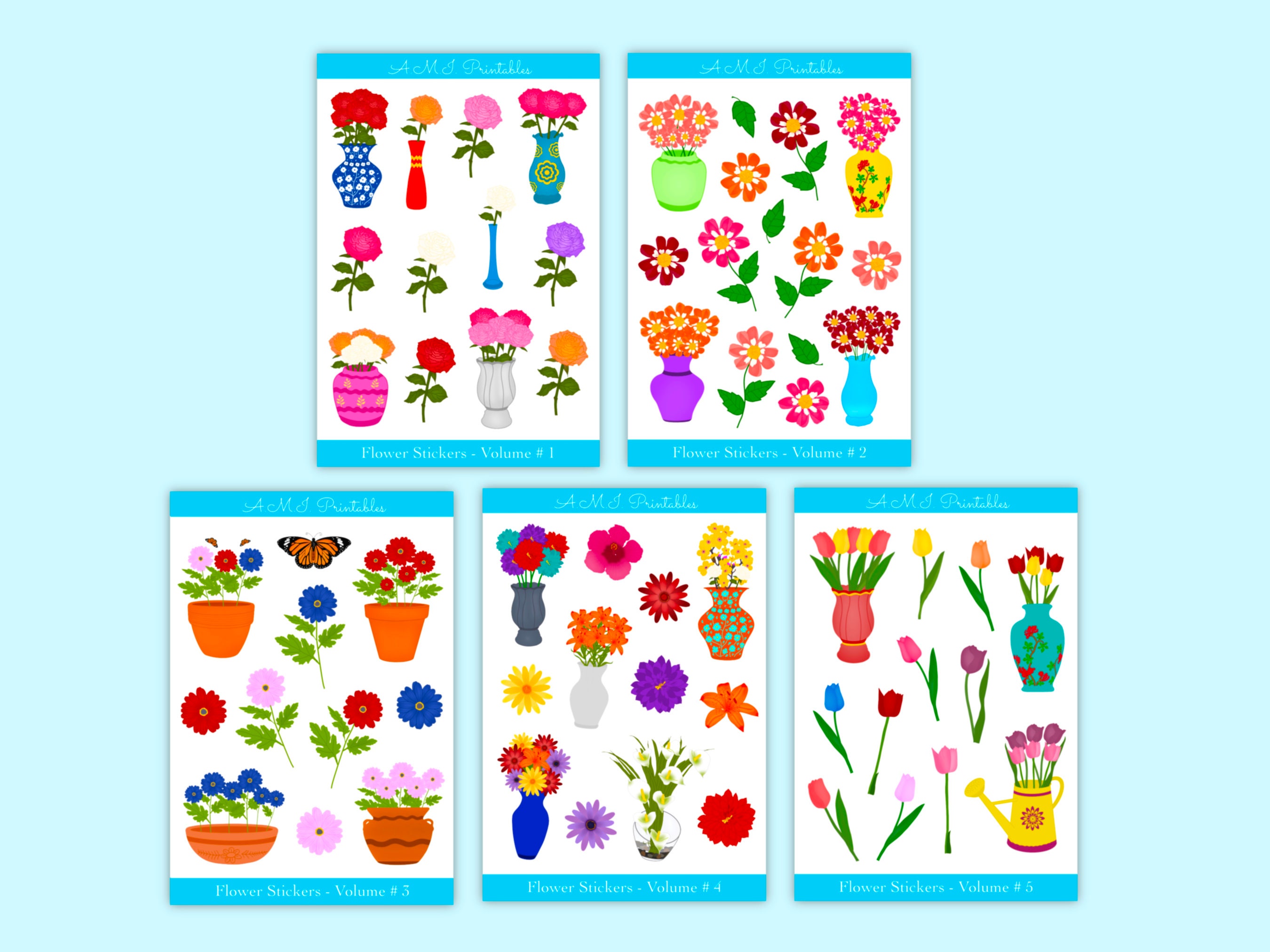 Flower Printable Sticker Sheets Flower Bullet Journal - Etsy