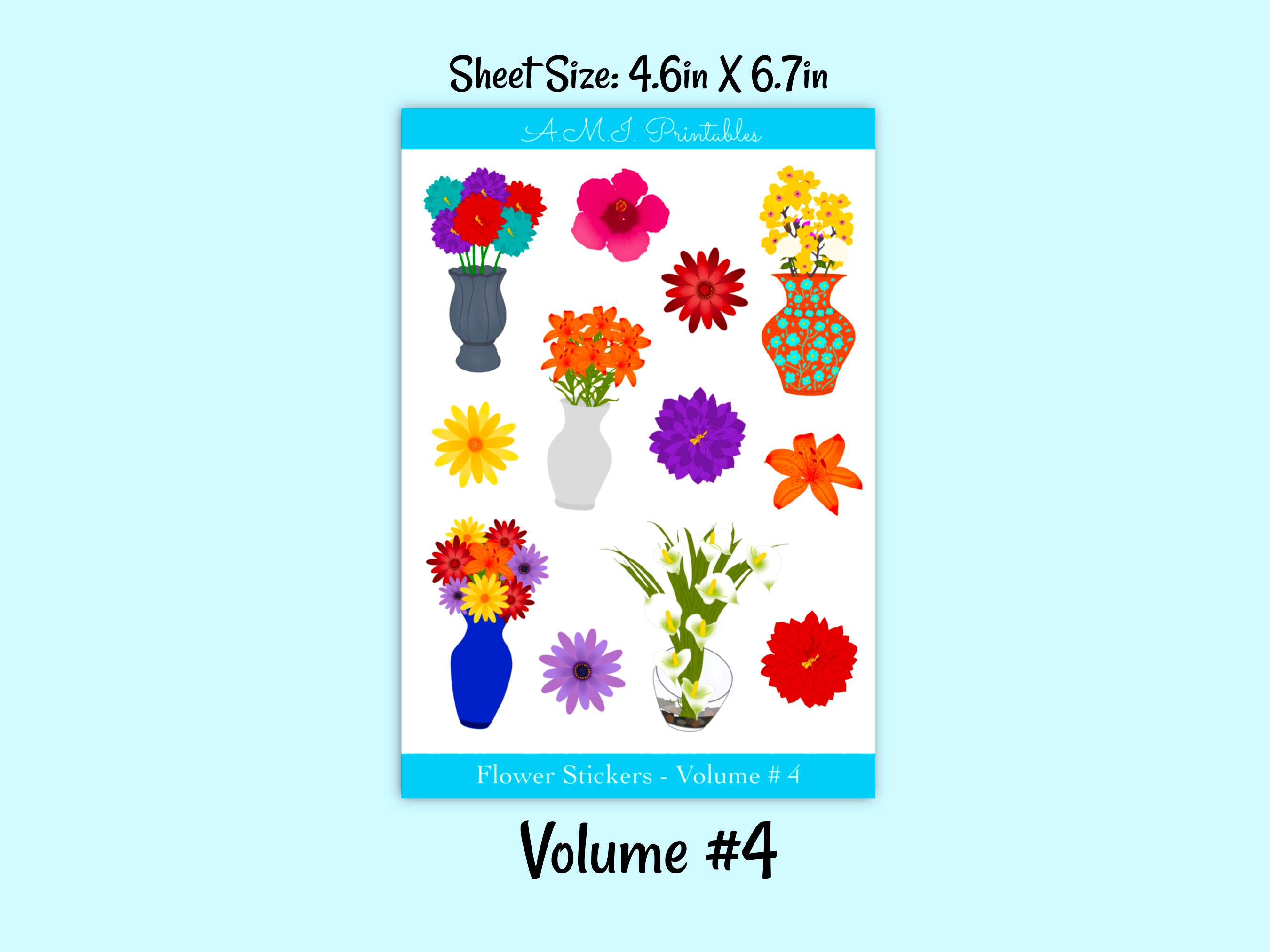 Flower Printable Sticker Sheets Flower Bullet Journal - Etsy