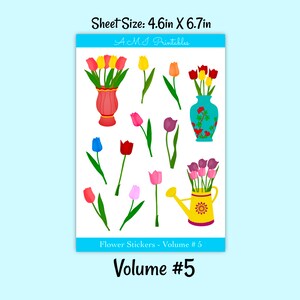 Flower Printable Sticker Sheets, Flower Bullet Journal Stickers ...