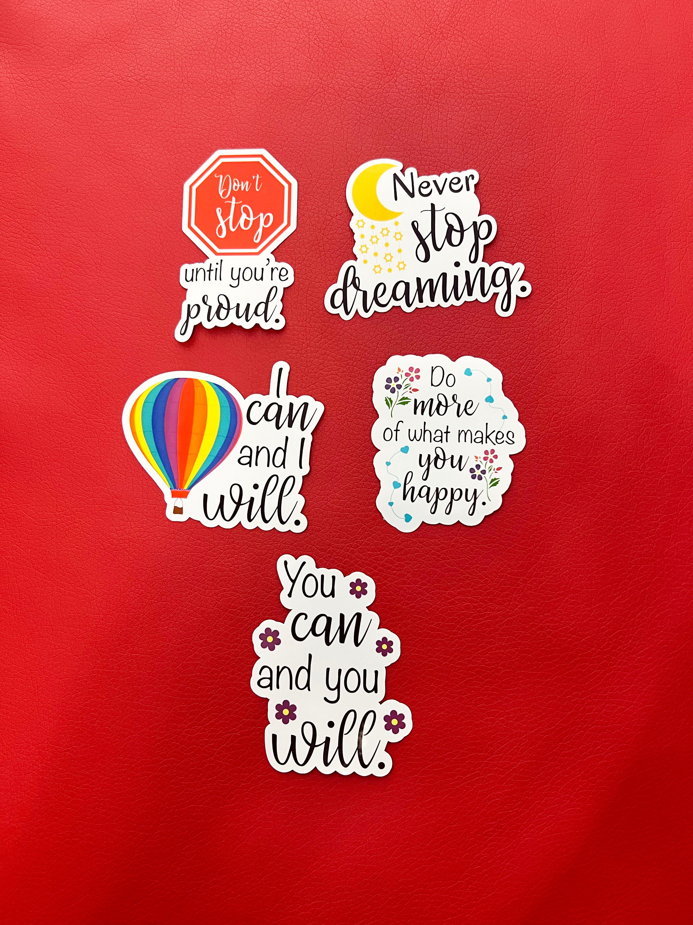 5 Motivational Quotes Stickers, Stickers Pack, Cute Stickers, Water ...