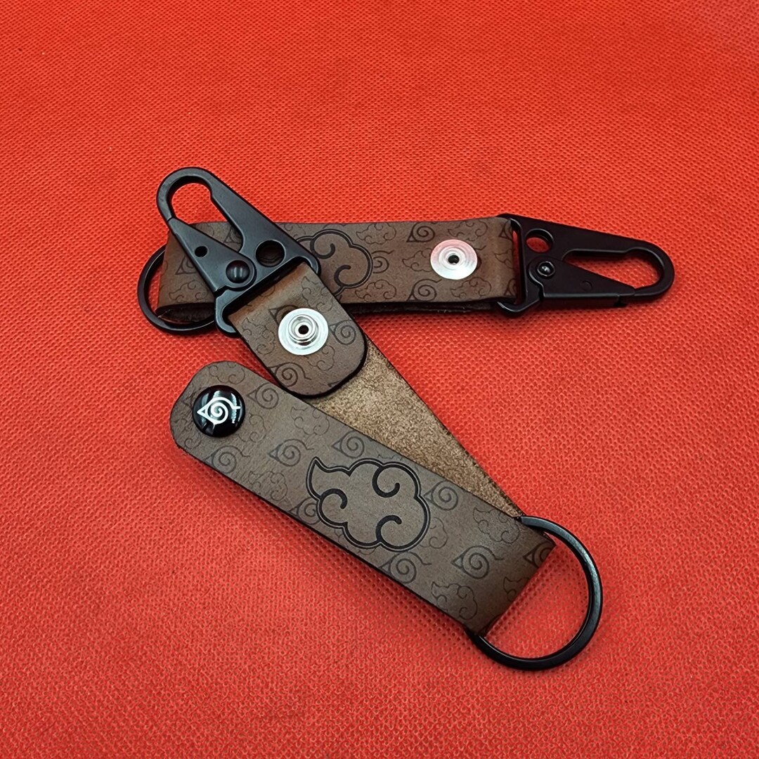 Personalized Leather Anime Keychain, Looped Snap Closure Keychain ...