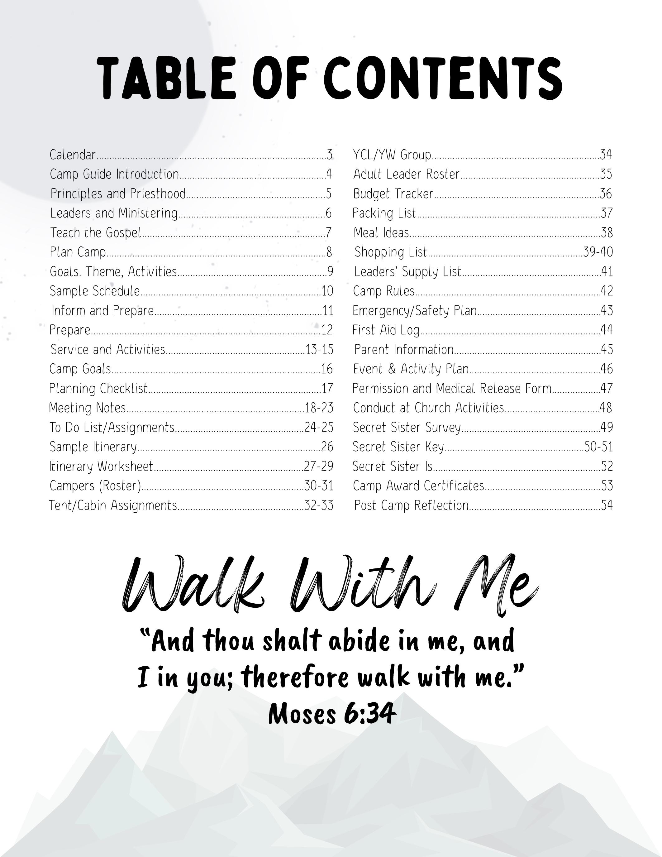 Young Women Camp Planner - Very Comprehensive! Stake or Ward Camp - Etsy