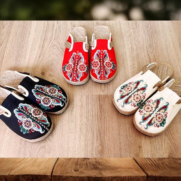Embroidered Slippers - Etsy