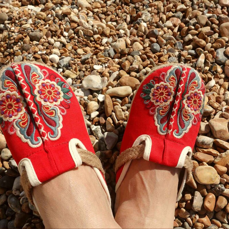 Embroidered Slippers - Etsy
