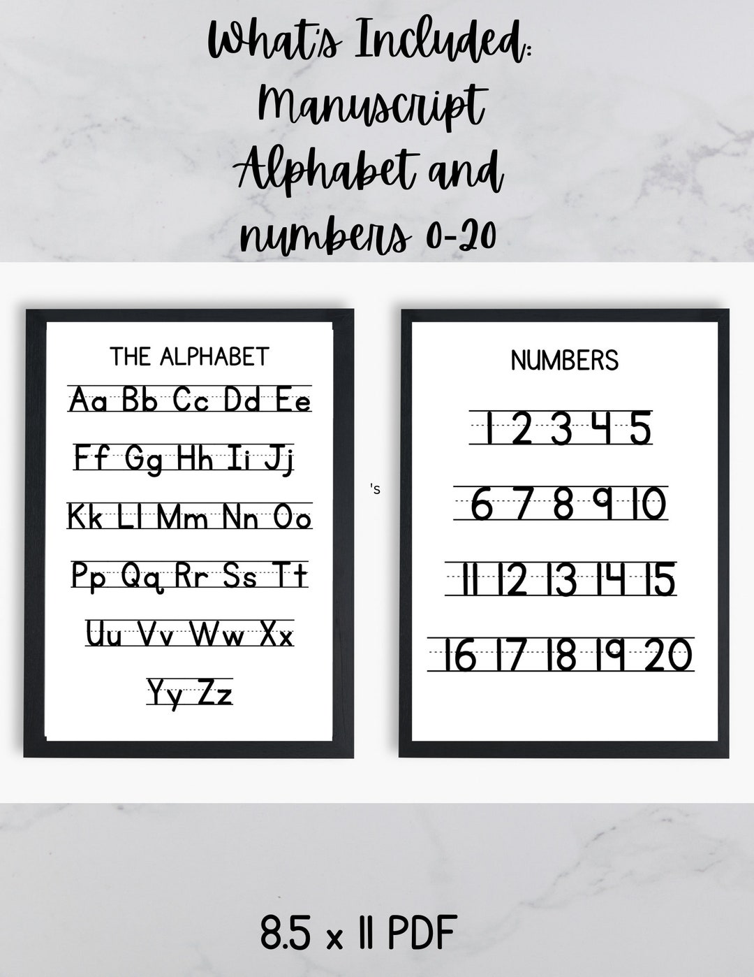 Alphabet Poster, Manuscript, Handwriting Chart, Homeschool, Classroom ...